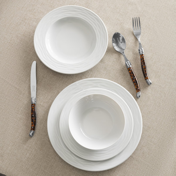 French Home, White Wave, Porcelain 16-Piece Dinnerware Set | Perigold