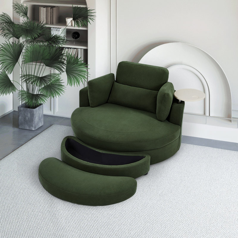 Latitude Run® Lasean 51'' Wide Swivel Barrel Chair and Ottoman ...