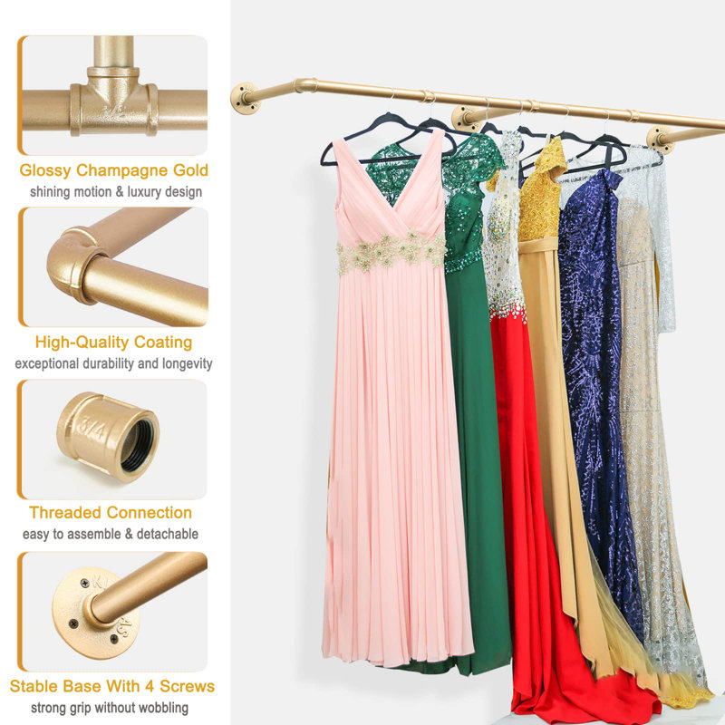 OLHAV Clothes Drying Rack,Wall Industrial Pipe Clothes Racks | Wayfair