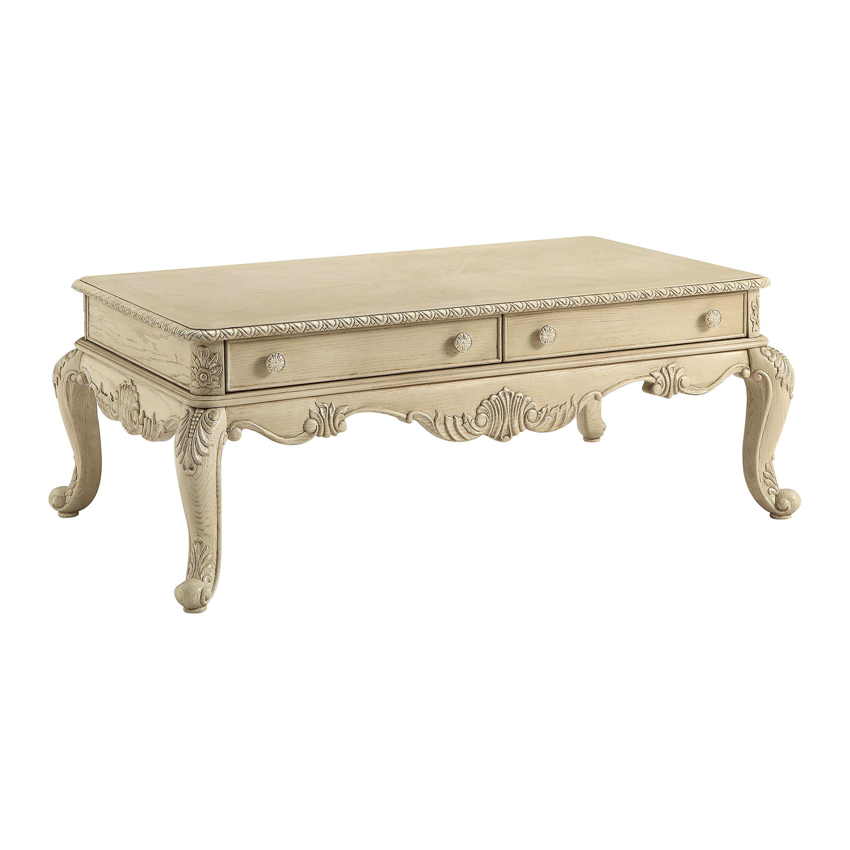 Bloomsbury Market Elegant Rectangular Coffee Table In Antique White, 2 ...