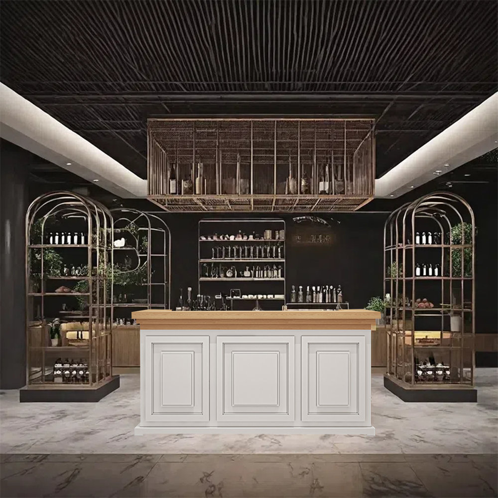 Red Barrel Studio Retro Huron Bar Counter with Storage and Serving ...