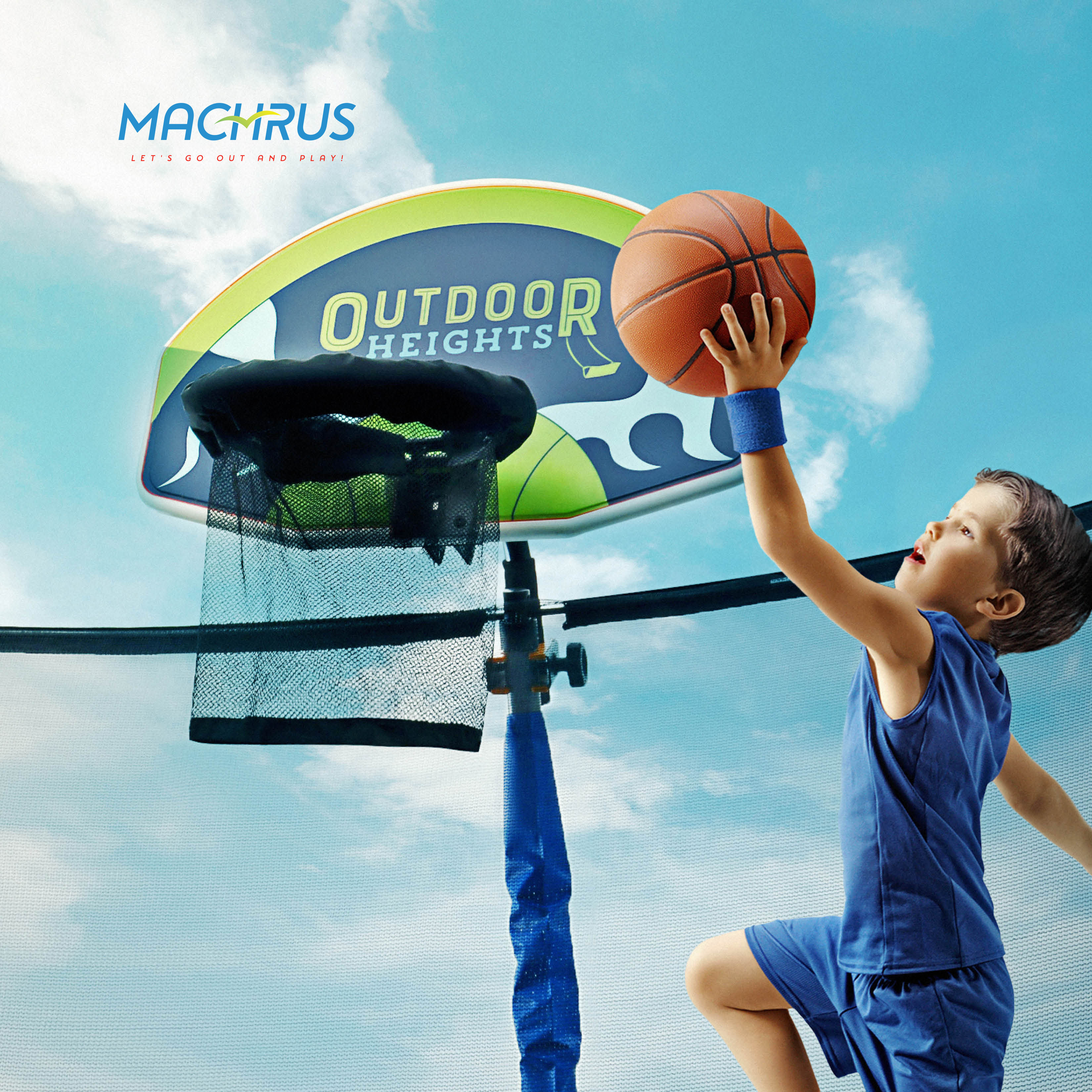Upper Bounce Machrus Upper Bounce Trampoline Basketball Hoop w/ Ball ...
