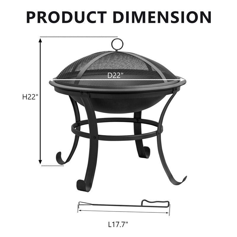 Lark Manor™ 22“ Round Wood Burning Fire Pit For Outdoor Patio & Reviews ...