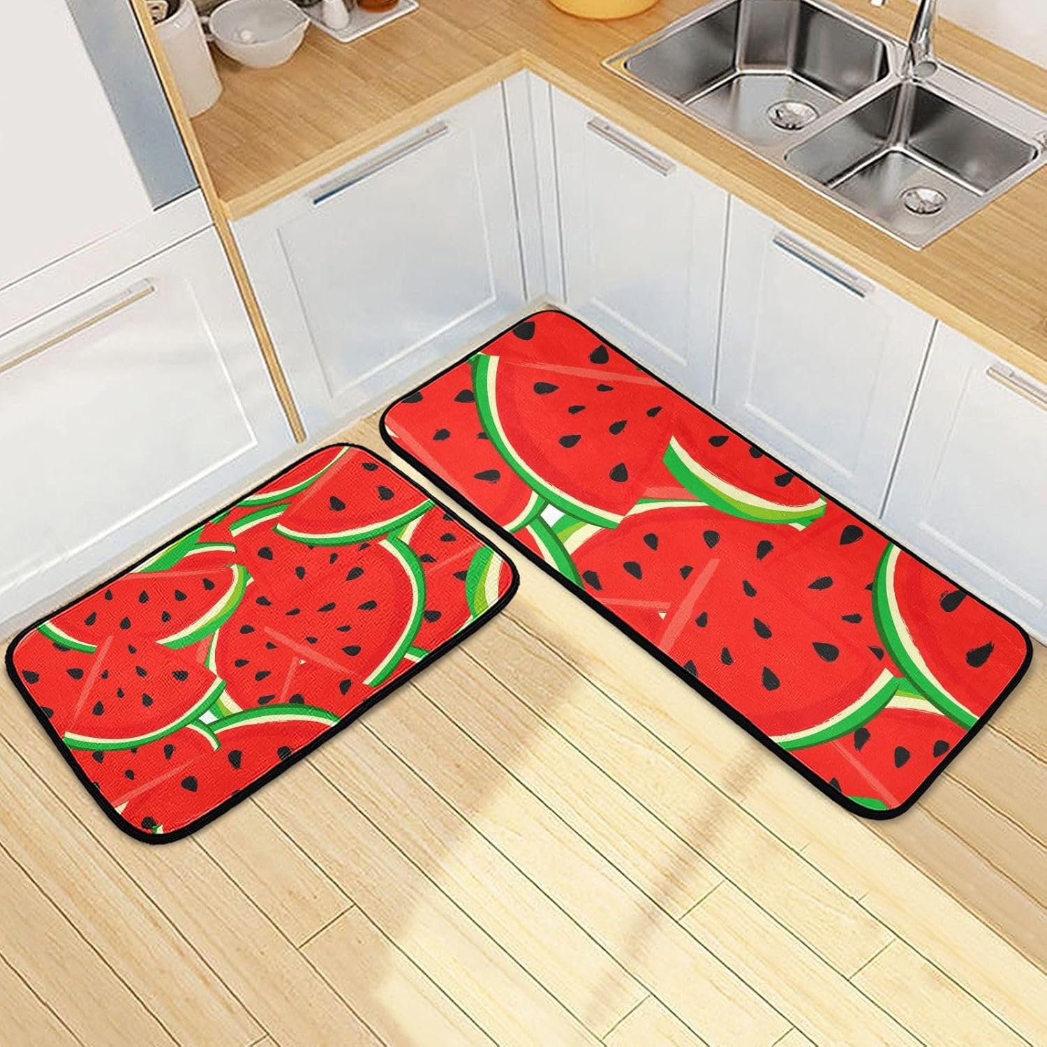 FETLOD Fruits Watermelon Kitchen Rugs And Mats 2 Pieces Anti Fatigue ...