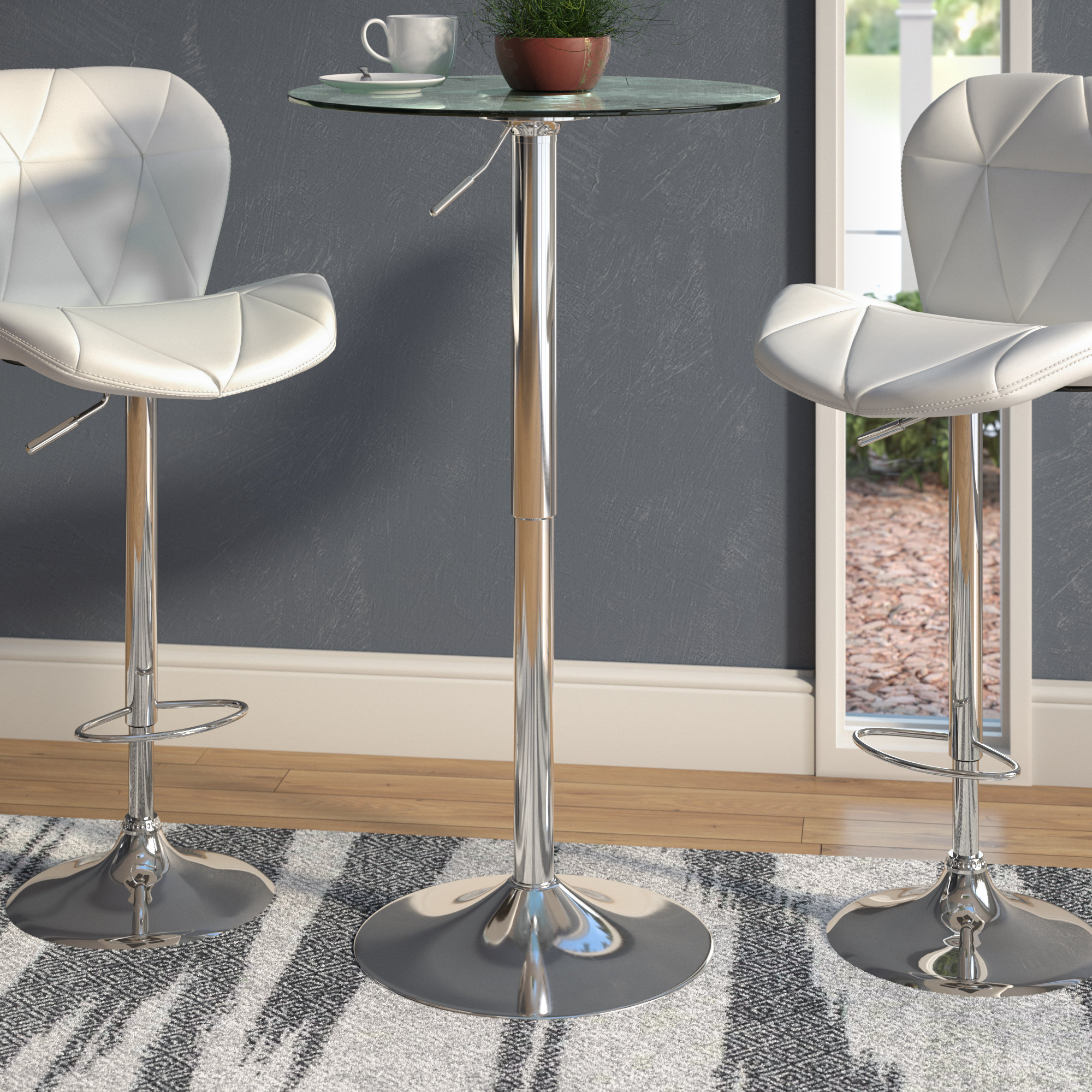 Wrought Studio™ 23.5'' Round Adjustable Height Table (Adjustable Range ...