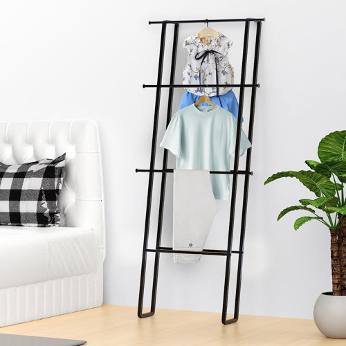 QIANXING Wall Leaning Holder Rack Drying Rack, 4-Tier Blanket Ladders ...