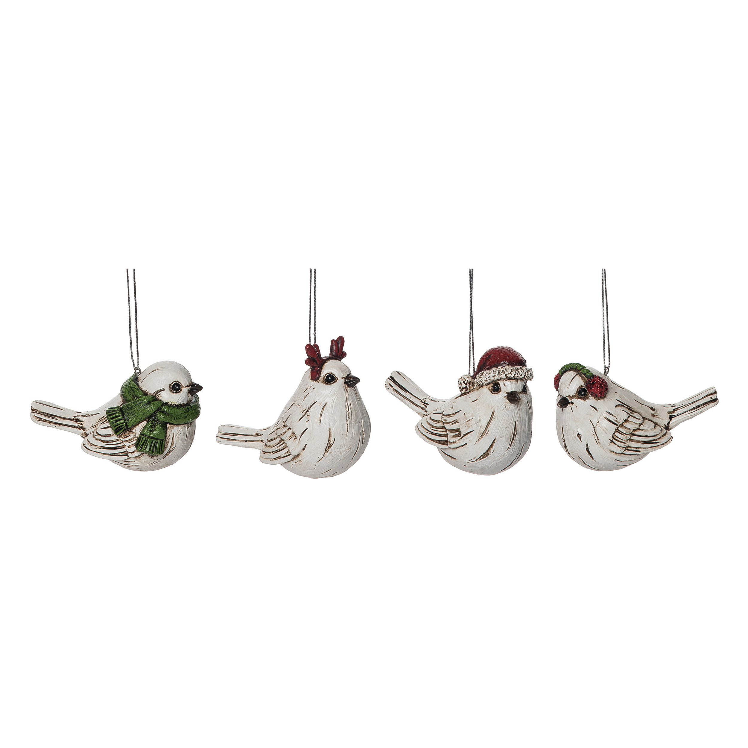 The Holiday Aisle® 4 Piece Resin Knotty Birch Birds Hanging Figurine ...