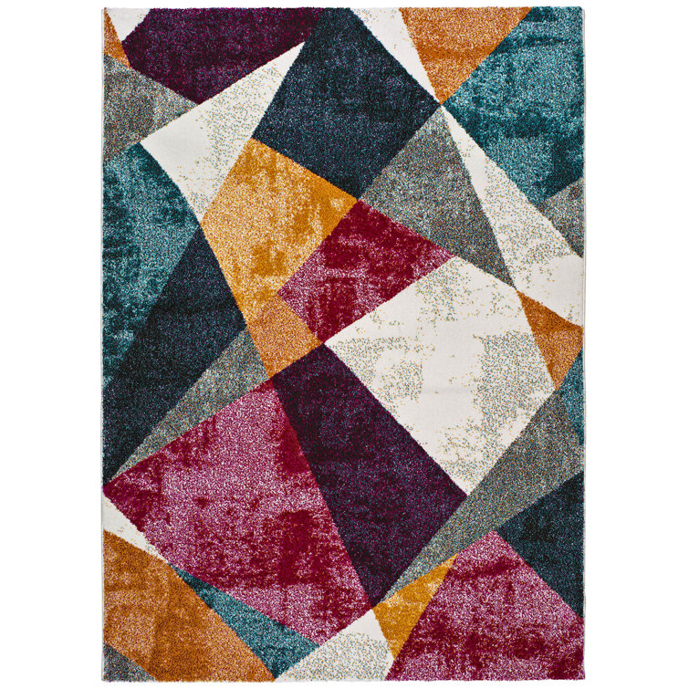 Ebern Designs Corrado Grey/Pink/Blue Rug | Wayfair.co.uk