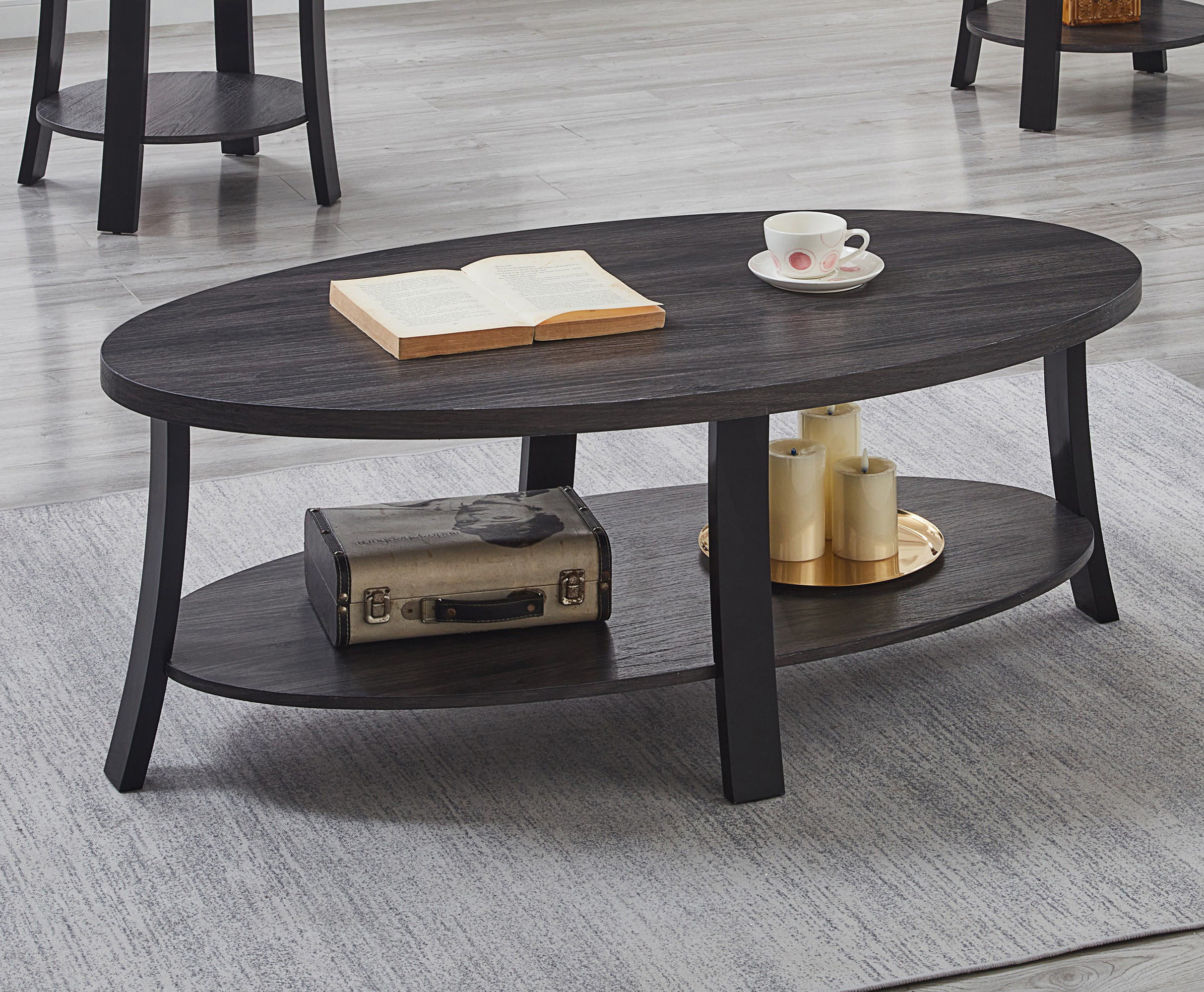 Latitude Run® Contemporary Oval Shelf Coffee Table, Cocktail Table ...