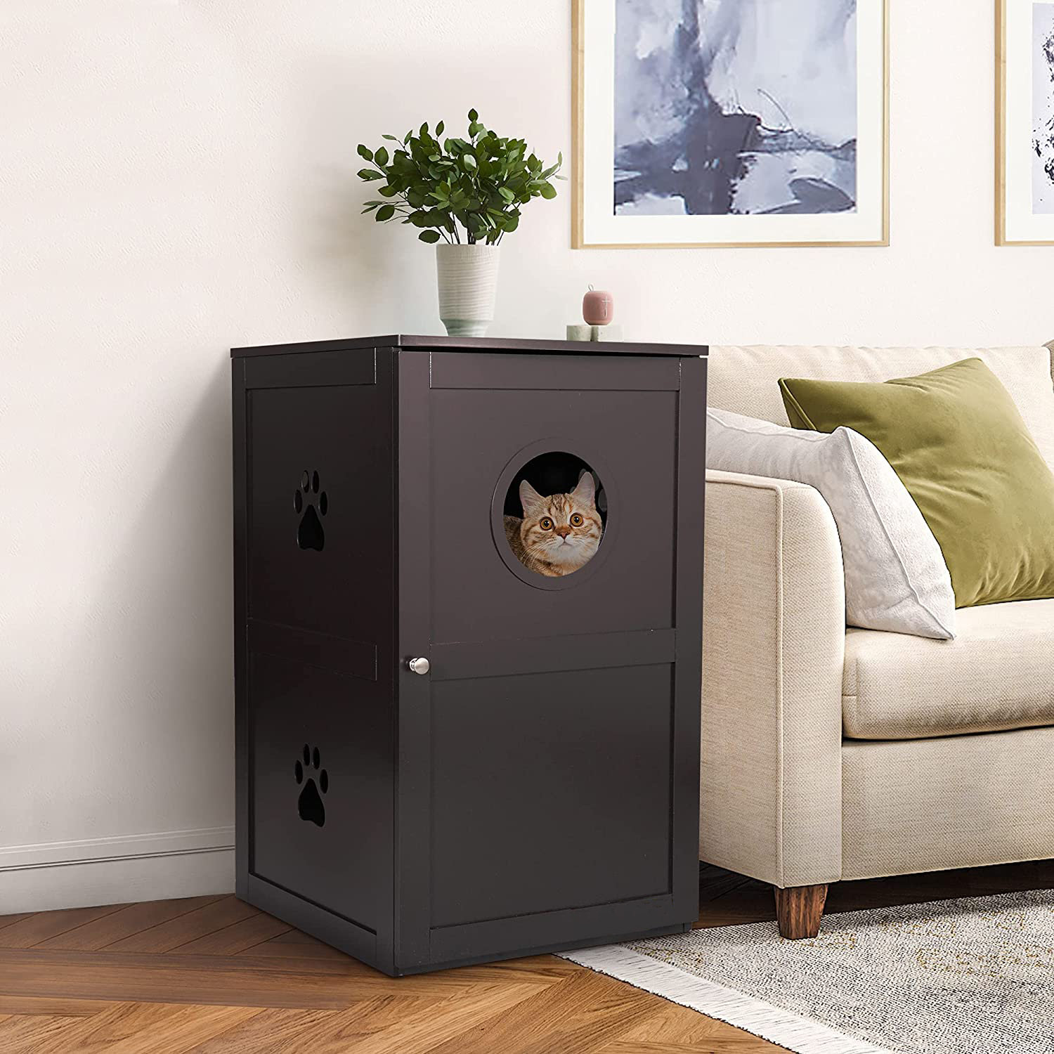 Tucker Murphy Pet™ 2-Tier Functional Wood Cat Washroom Litter Box Cover ...