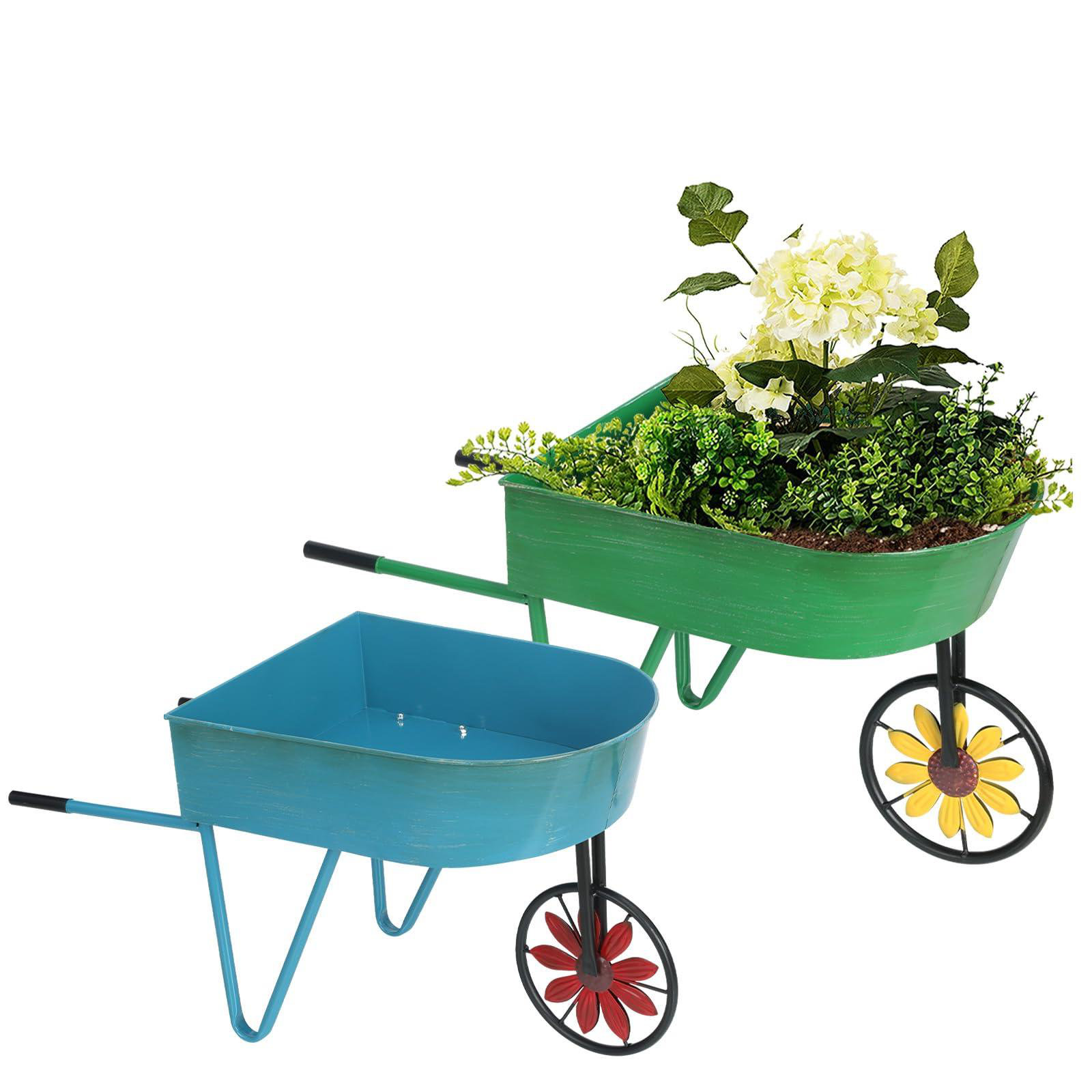 Ophelia & Co. Metal Wheelbarrow Flower Cart Planter, Plant Stands With ...