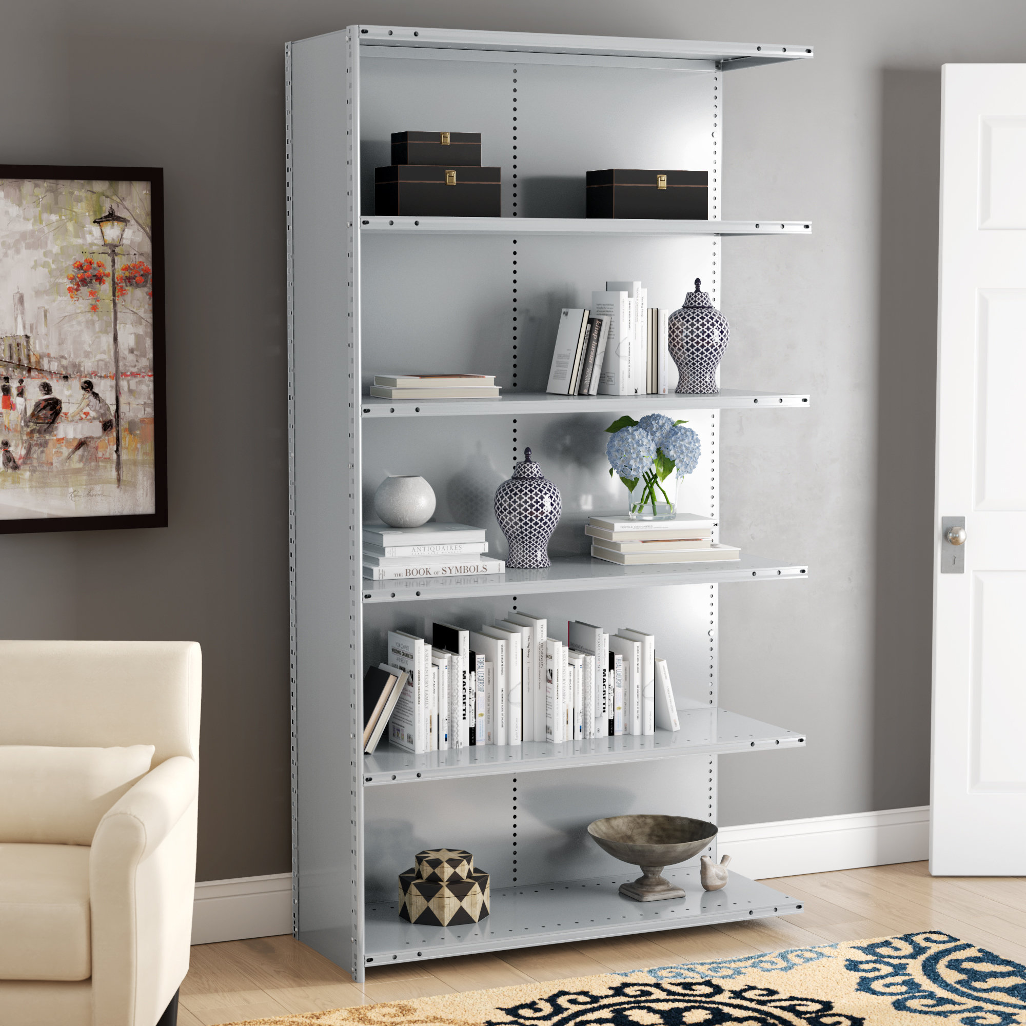 Hallowell Hi-Tech Extra Heavy-Duty Closed Type 5 Shelf Shelving Unit ...