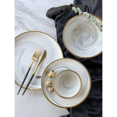 Marcel Ardani "The Luxury Collection" White with Gold Trim - Four Piece ...