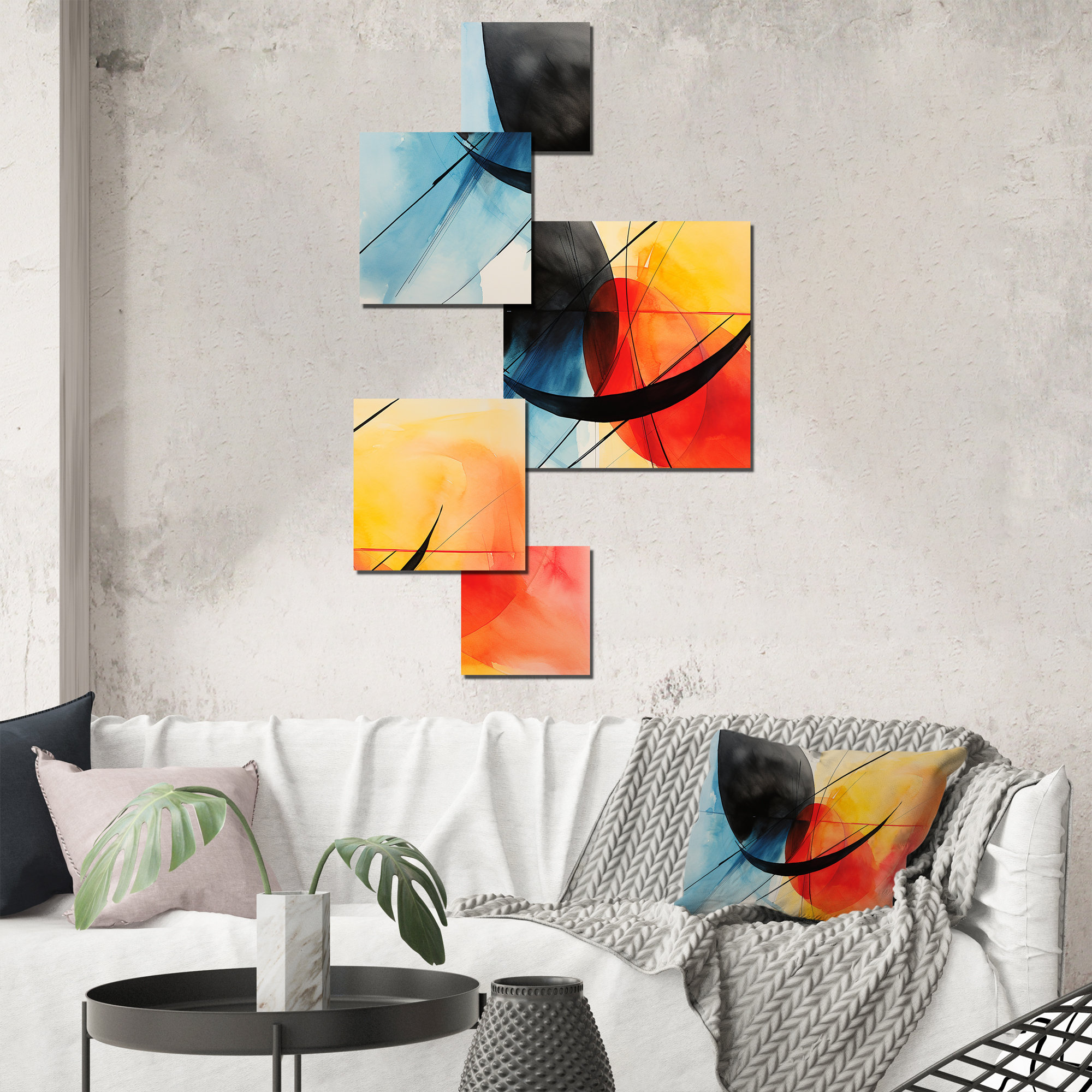 Ivy Bronx Geometric Soft Colours Patterns IV - Geometric Square Wall ...