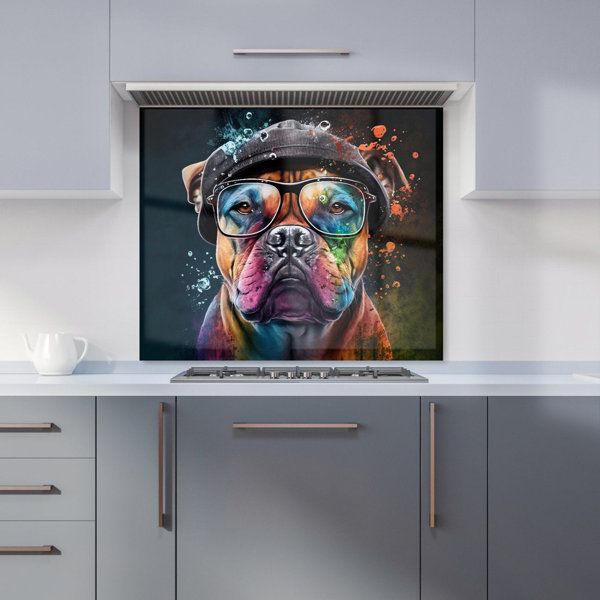 East Urban Home Staffordshire Bull Terrier Dog Splashart Premium Glass ...