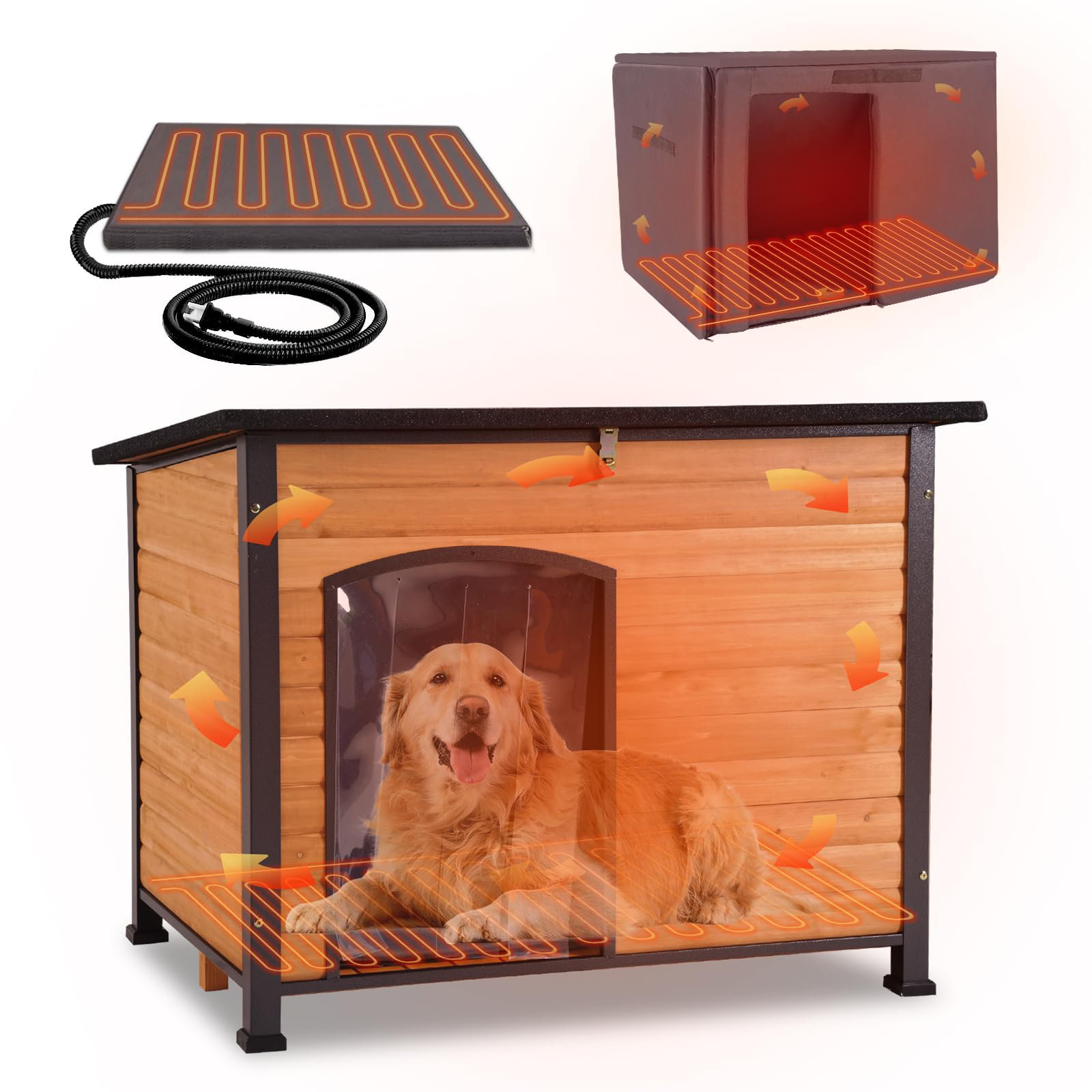 Tucker Murphy Pet™ Heated Dog House Outdoor,anti Bite Iron Frame Dog ...