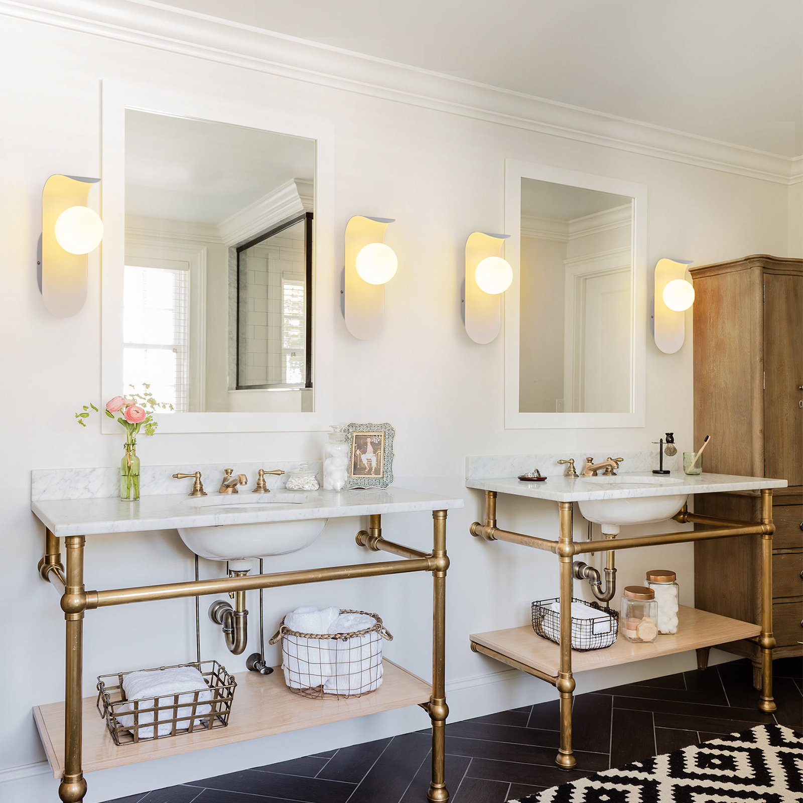 Wrought Studio™ Modern Arc Hardwired Globe Shade Wall Lamp Glass Ball ...