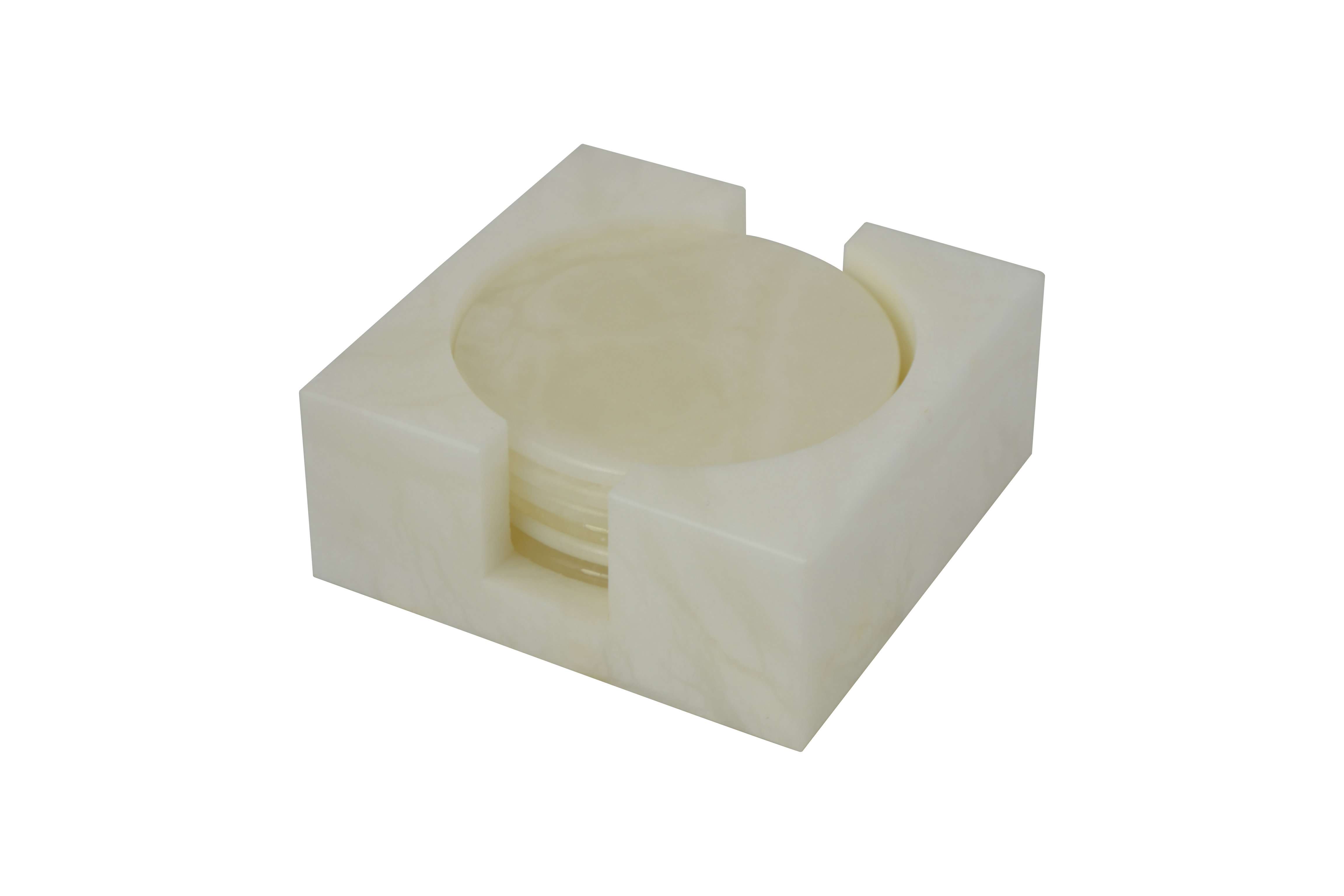 Three Star Round 4 Piece Coaster Set With Holder - Wayfair Canada