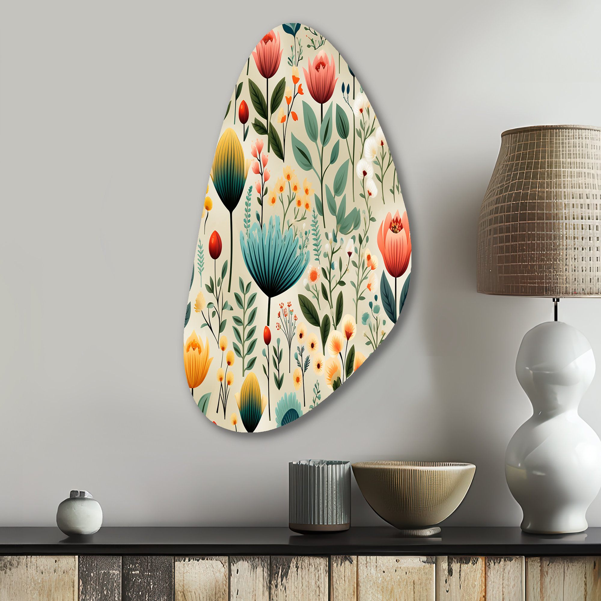 Design Art Gardens - Asymmetrical plants Metal Wall Decor, Irregular ...