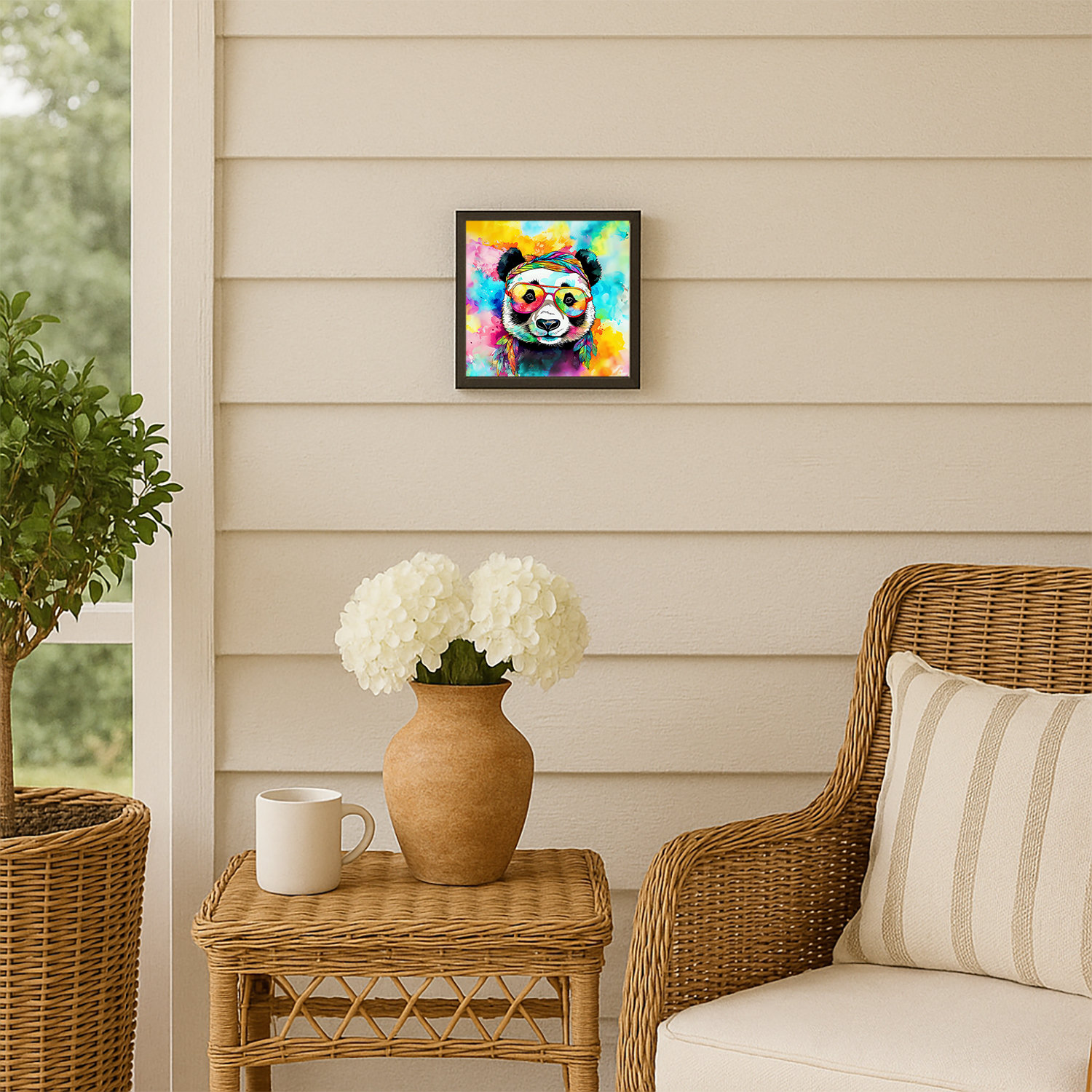 Caroline's Treasures Hippie Animal Panda Framed Metal Print | Wayfair