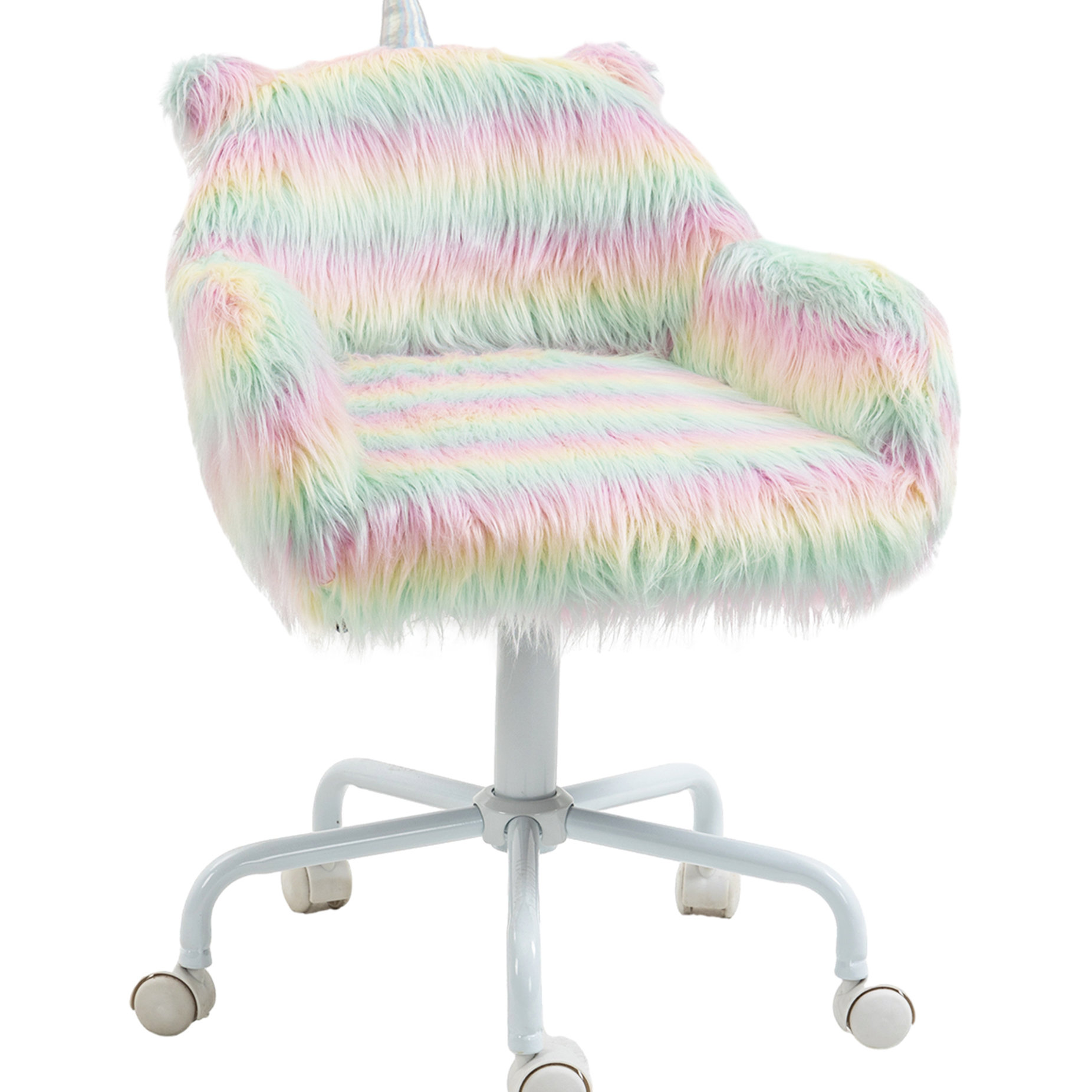 Dakota Fields Fluffy Chair, Mid-Back With , 5 Star Base, Adjustable ...