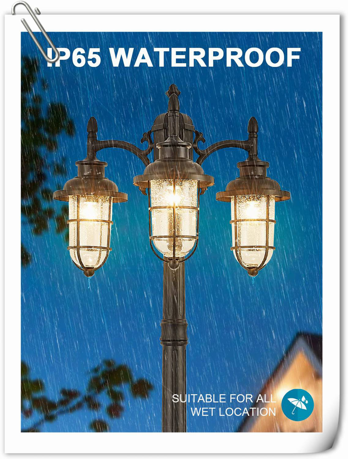 Breakwater Bay Triple-Head Street Light With Outlet, Nautical Style ...