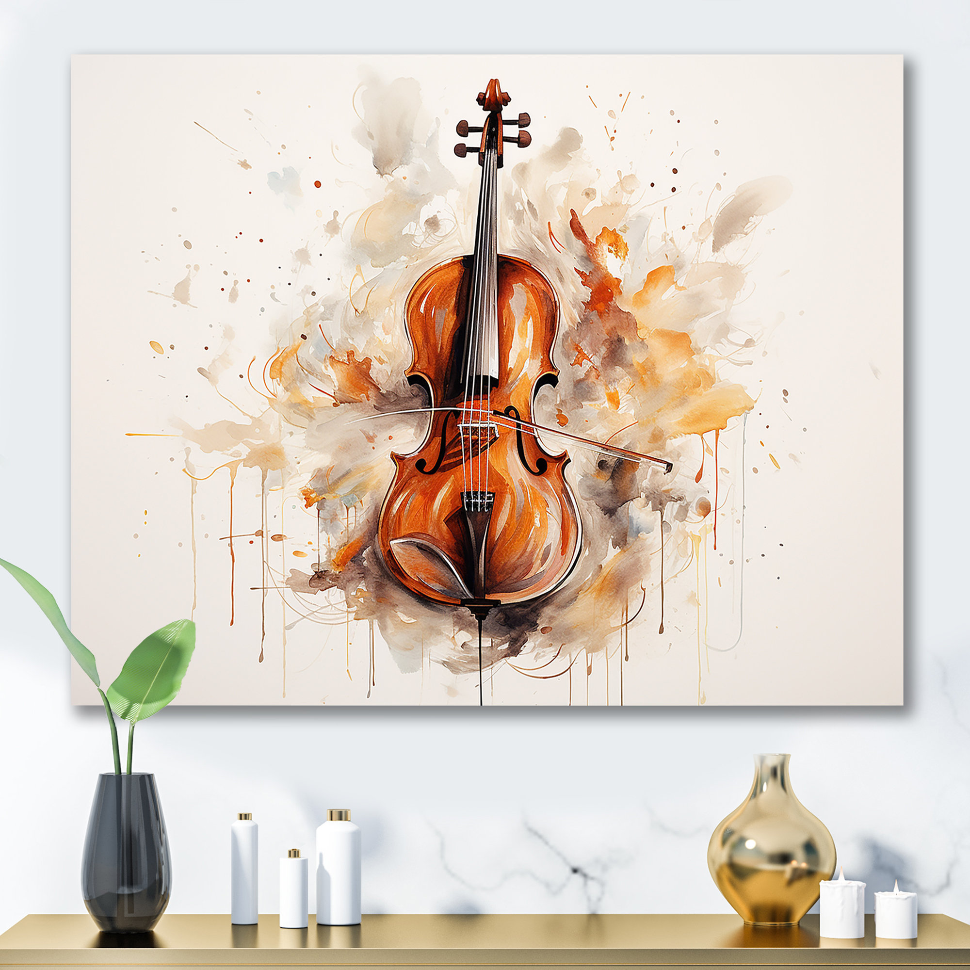 Winston Porter Cello Contour Rich Brown III - Music Canvas Prints ...