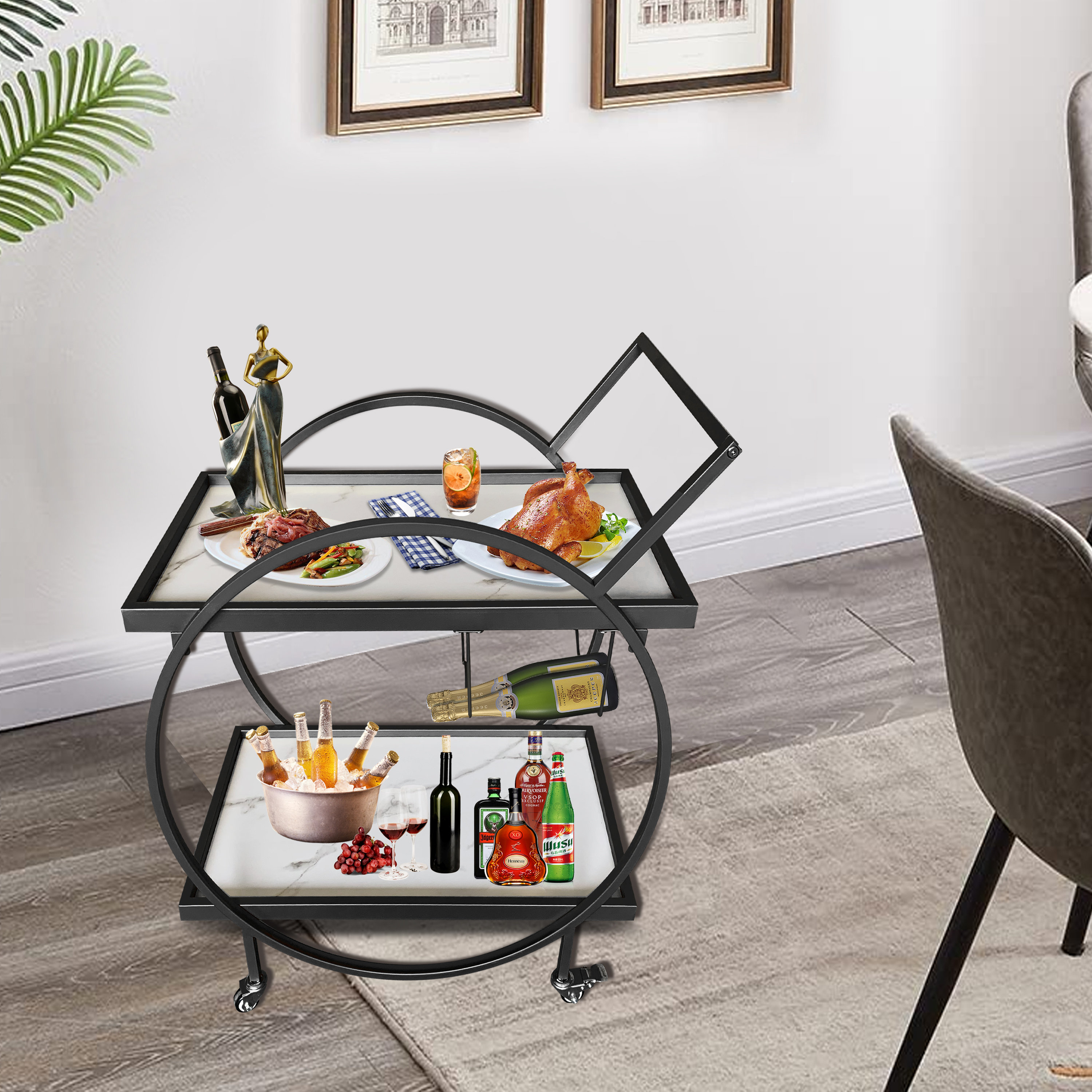 Ebern Designs Barram Metal Bar Cart | Wayfair