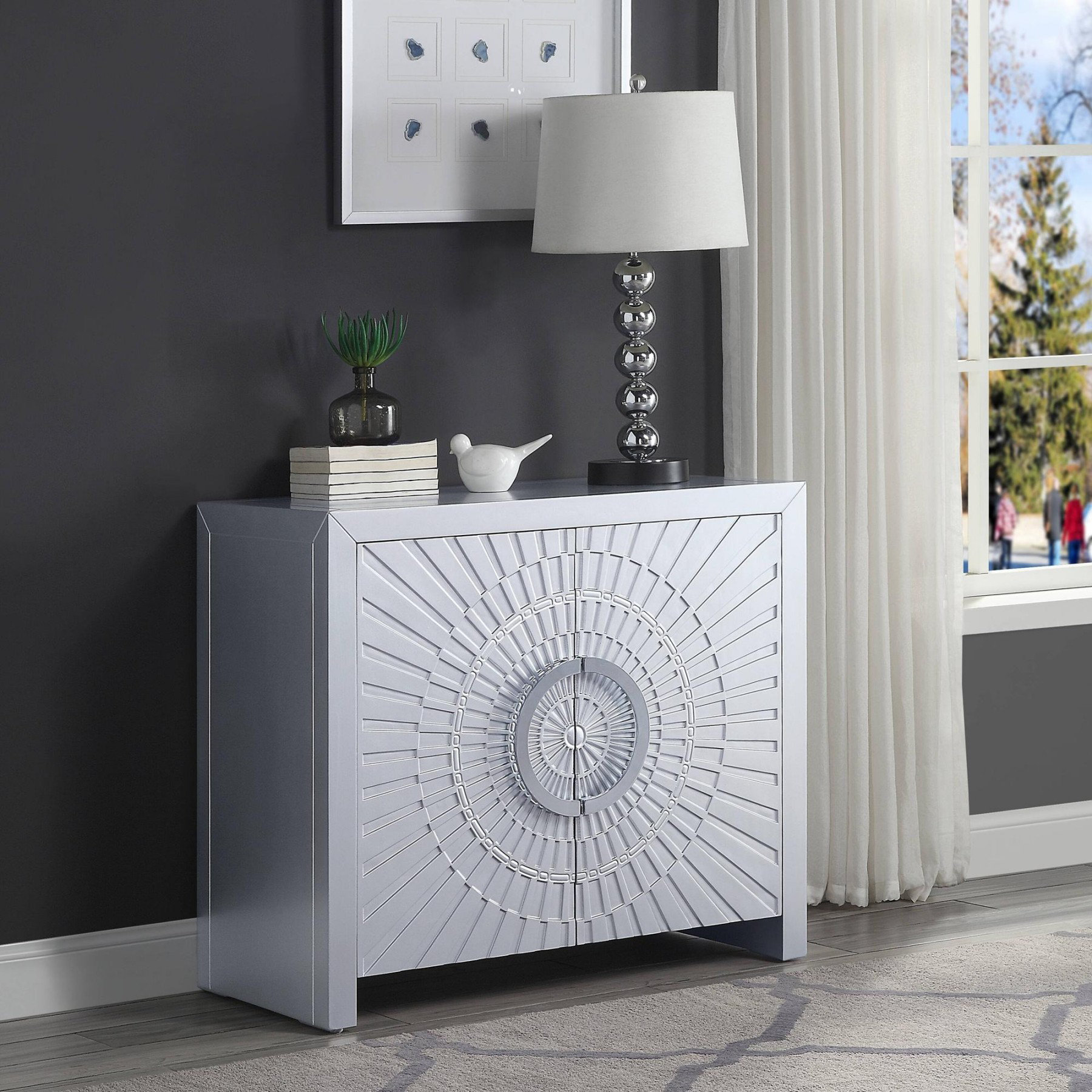 Latitude Run® Cicero Platinum Finish Console Cabinet - Wayfair Canada