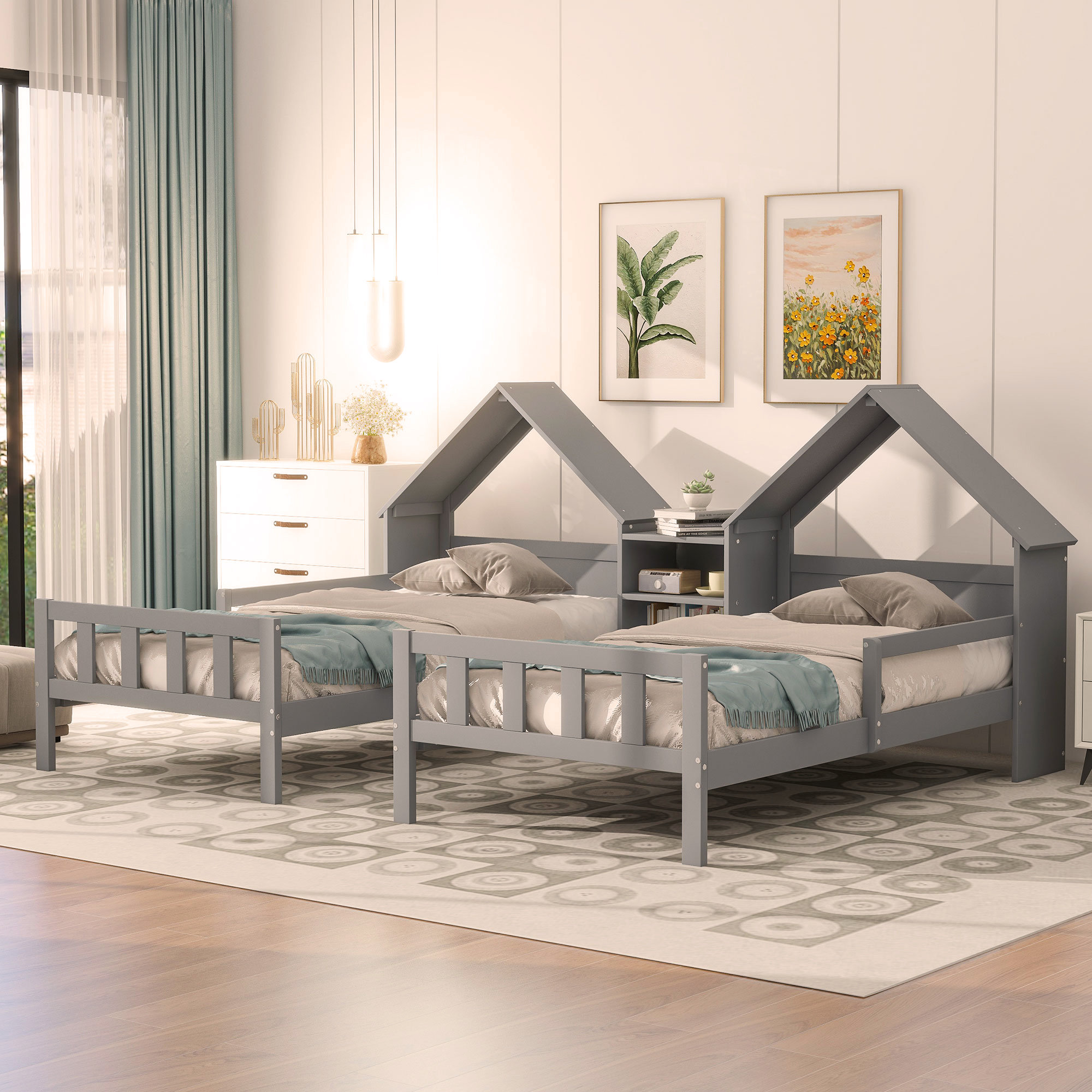 Latitude Run® Double Platform Bed with House-shaped Headboard and a ...