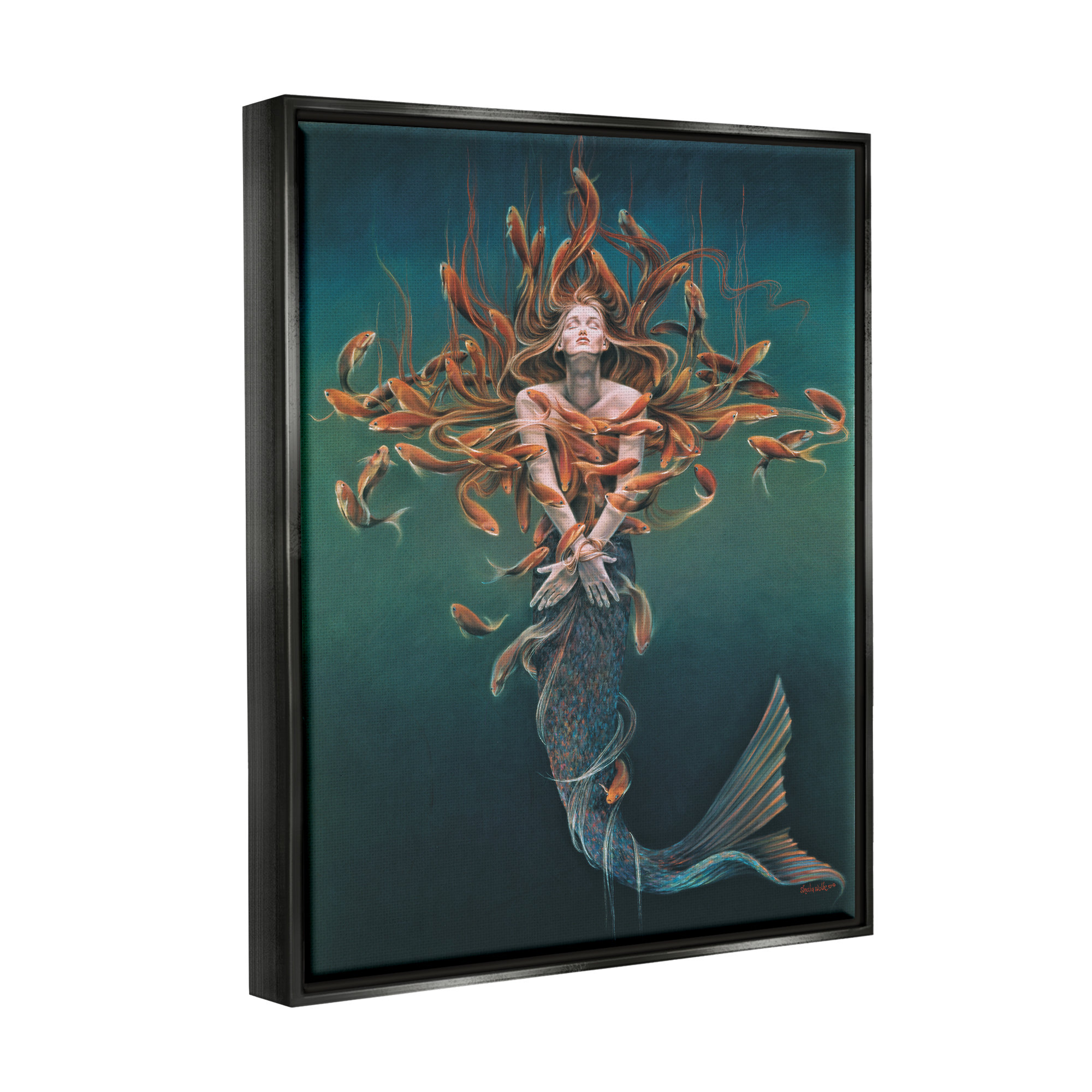 Stupell Industries " Mermaid Fish Swirling Painting " by Sheila Wolk ...