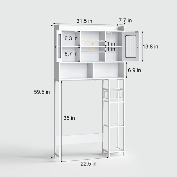 Latitude Run® Over The Toilet Storage Cabinet With Visualized Doors And ...