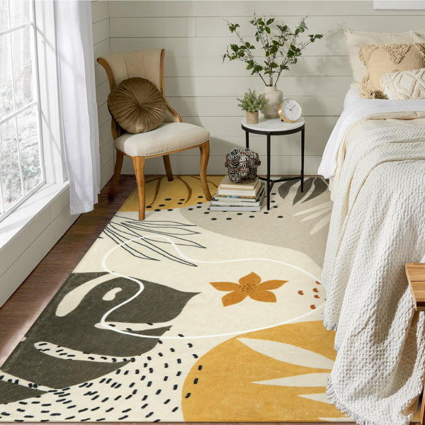 Bay Isle Home Cevin Abstract Plant Machine Washable Area Rugs | Wayfair