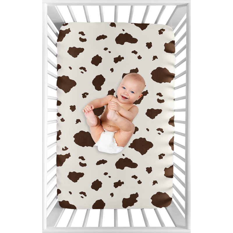 Sweet Jojo Designs Western Cowgirl Cow Print Fitted Mini Crib Sheet by ...