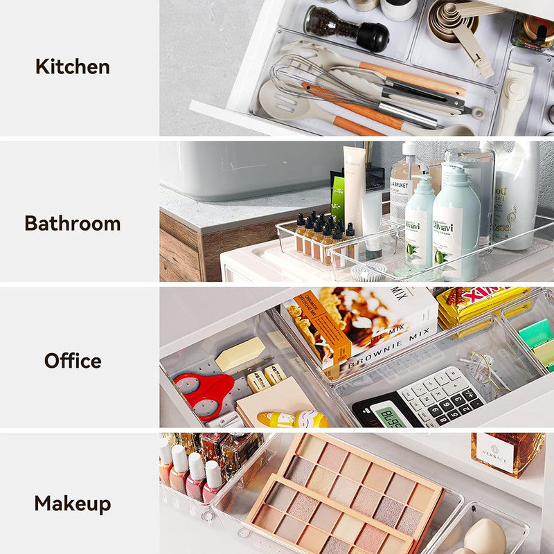 Rebrilliant 26Pack Large Clear Plastic Drawer Organizer Bins,Storage ...