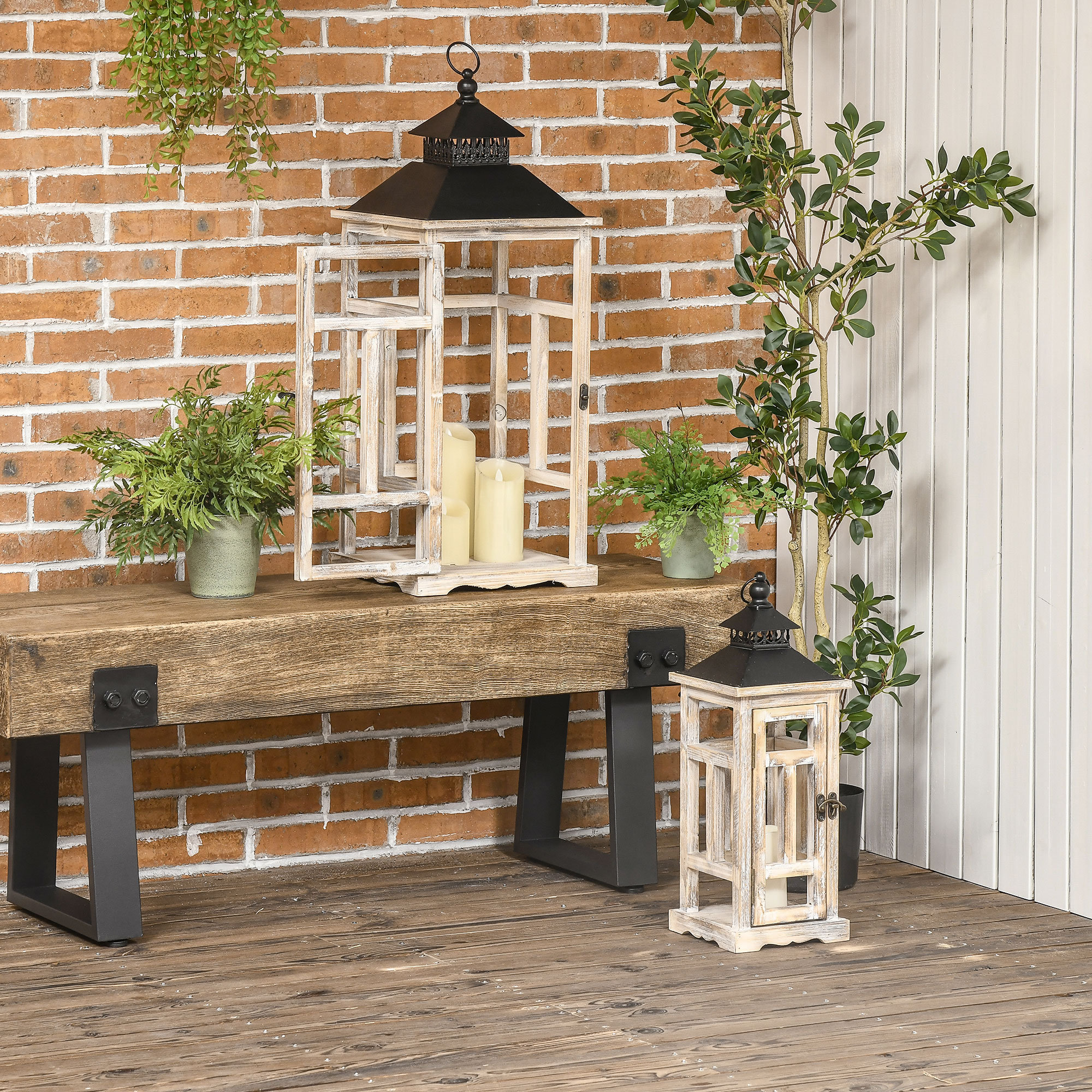 Ophelia & Co. 2 Piece Wood Tabletop Lantern Set & Reviews | Wayfair