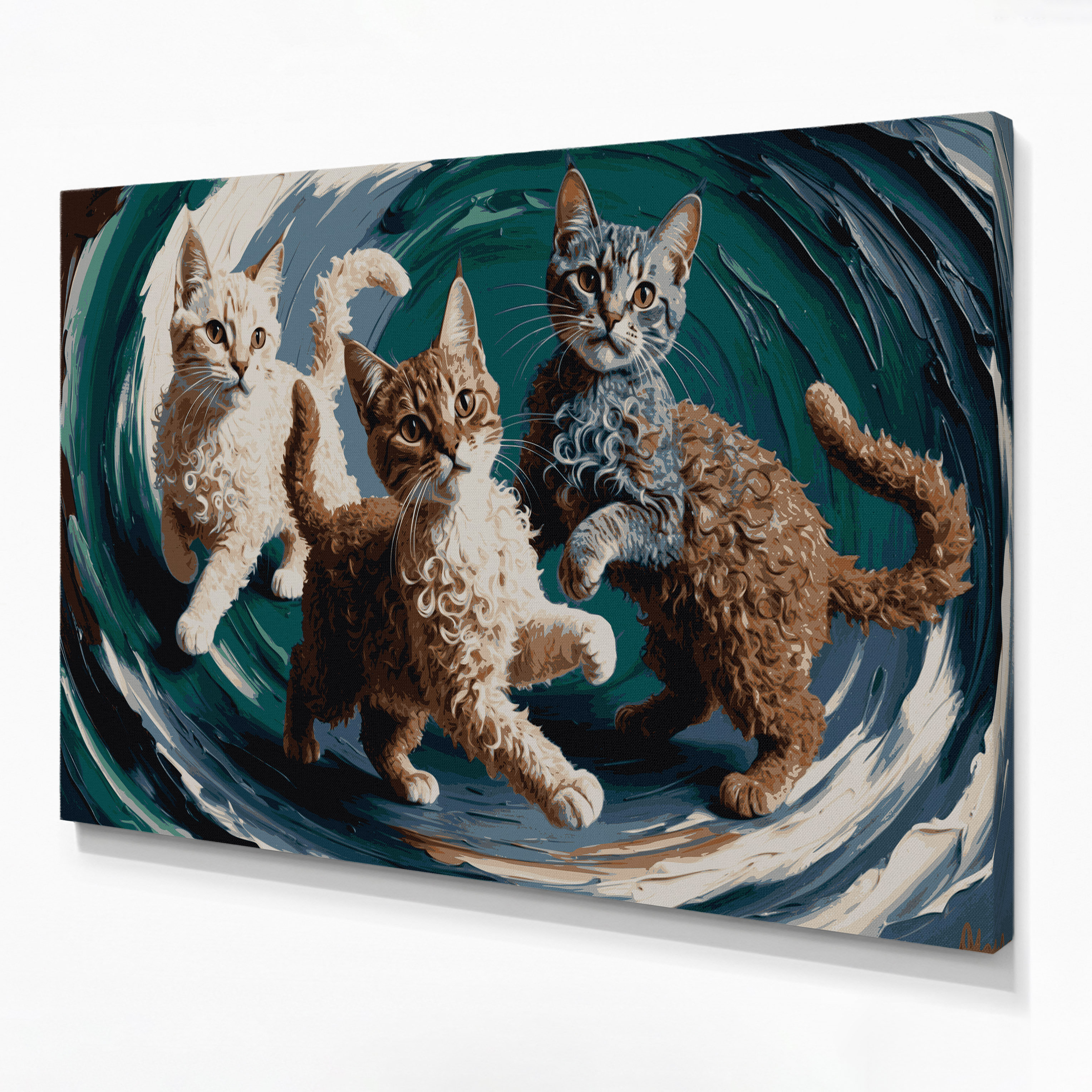 Latitude Run® Cats Selkirk Rex Gray Canvas Wall Art | Wayfair