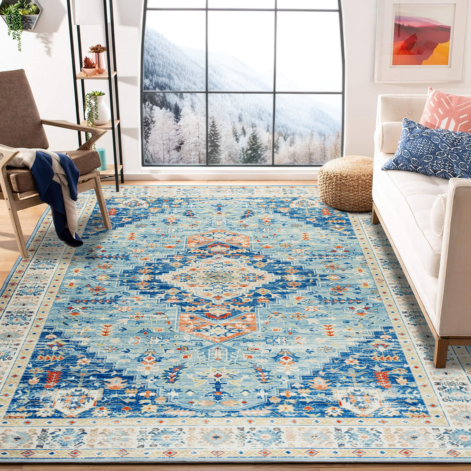 Bungalow Rose Jacquoline Machine Washable Non-slip Oriental Soft Rug ...