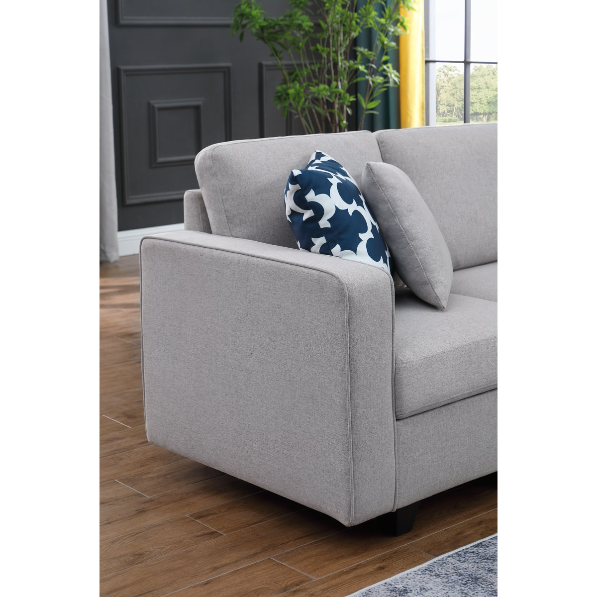 Ebern Designs Solina Linen Reversible Modular Corner Sectional Sofa ...