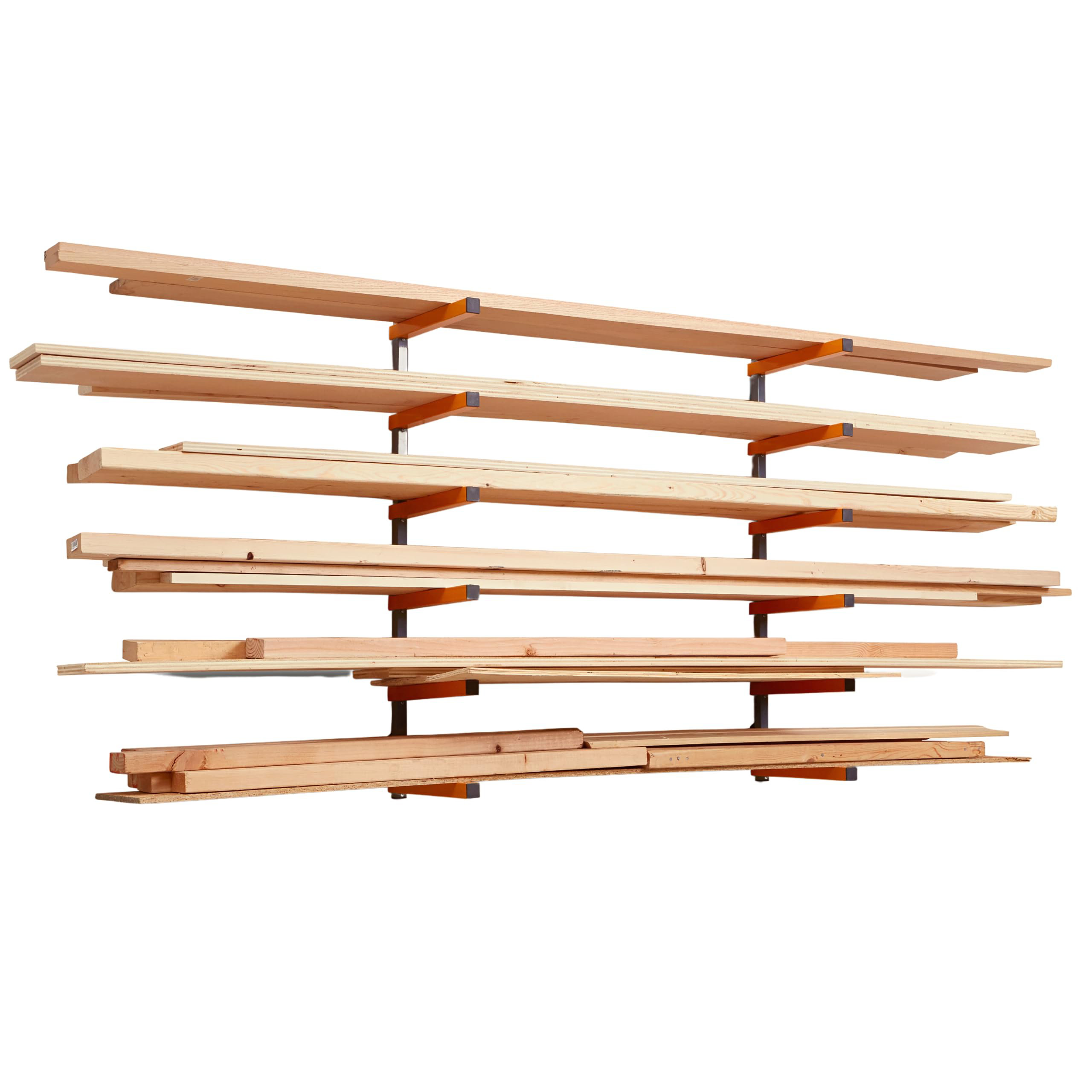 A Home Wood Organizer And Lumber Storage Metal Rack With 6-Level Wall ...