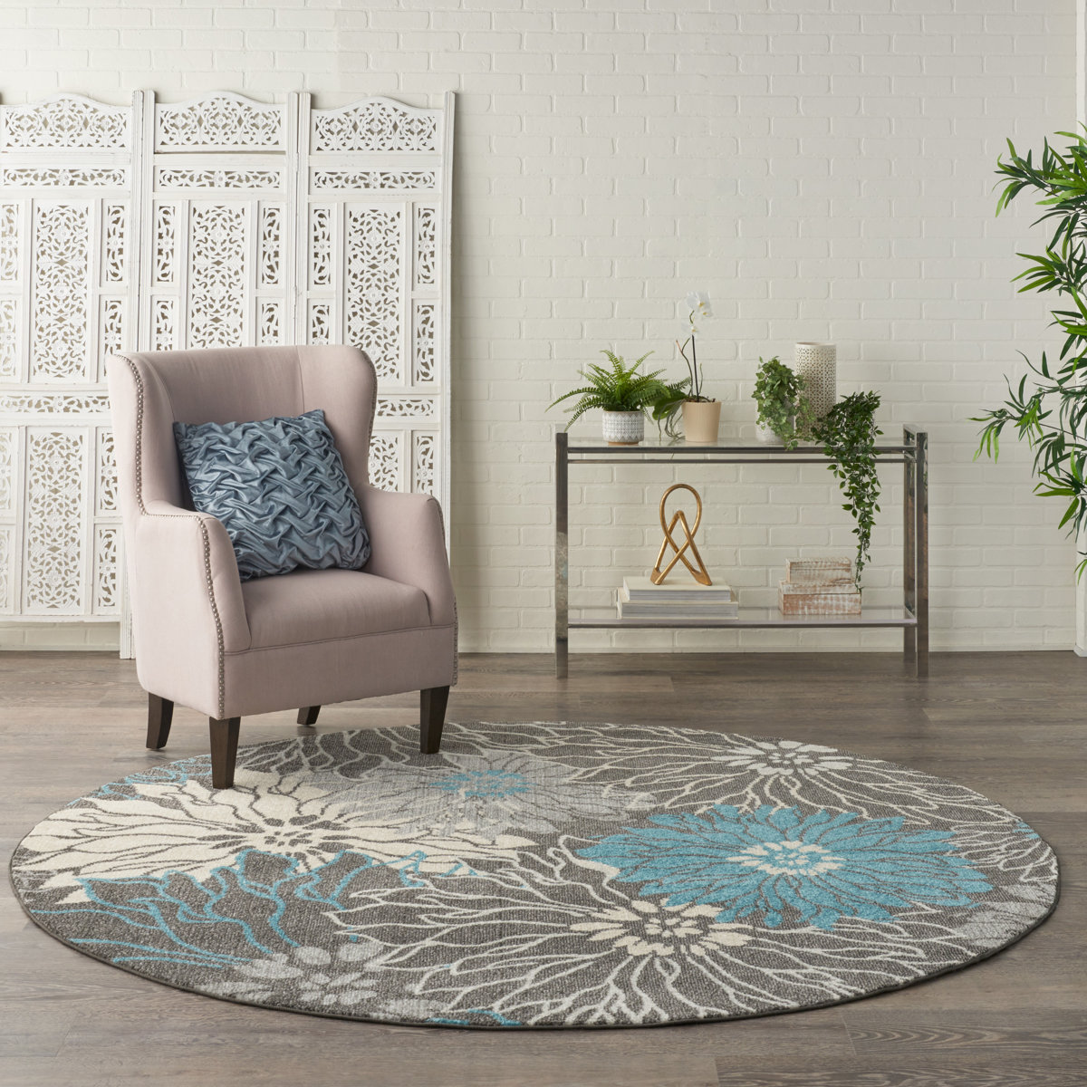 Andover Mills™ Gehl Floral Ivory/Gray/Turquoise Area Rug & Reviews ...