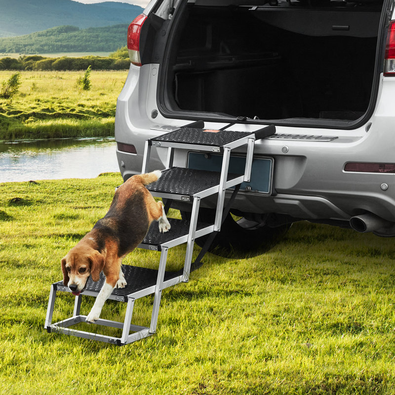 VEVOR Dog Stair for Cars 4-step Folding Dog Steps Aluminum Loads up to ...