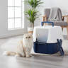 Tucker Murphy Pet™ Navy Blue/White Large Closed Litter Box, Front Flap ...