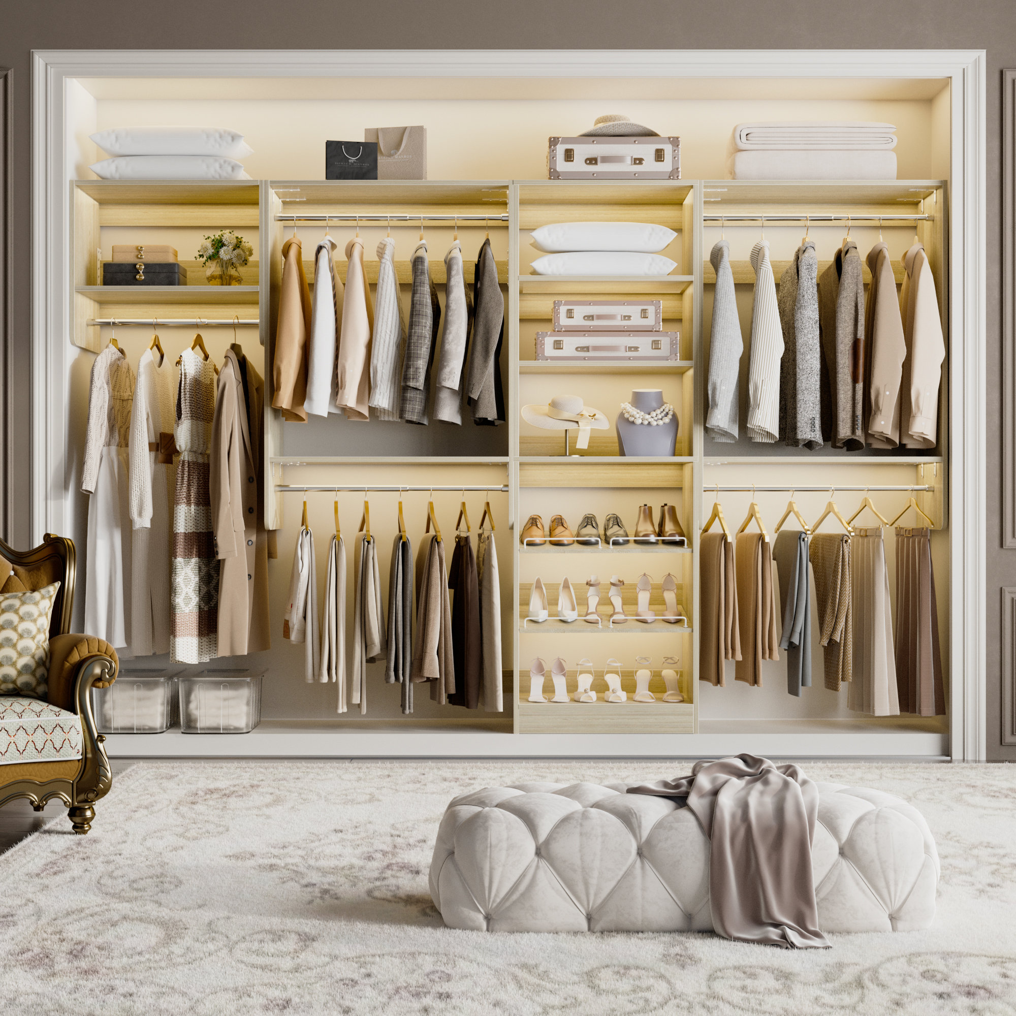 Latitude Run® 119.4" W Walk In Closet System With 6 Drawers | Wayfair