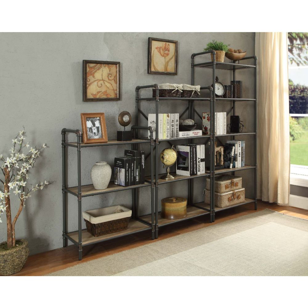 Lark Manor™ Galien 3-Bookcase in Antique Oak and Sandy Gray & Reviews ...