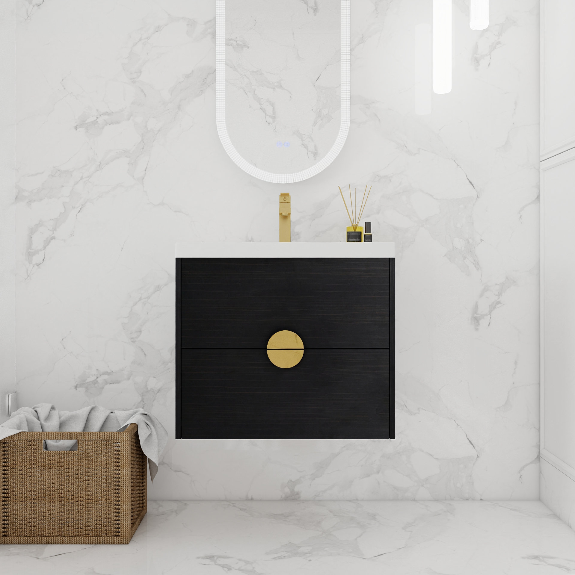 Ebern Designs Bathroom Vanity With Sink, 2-door Wall Mounted Cabinet ...