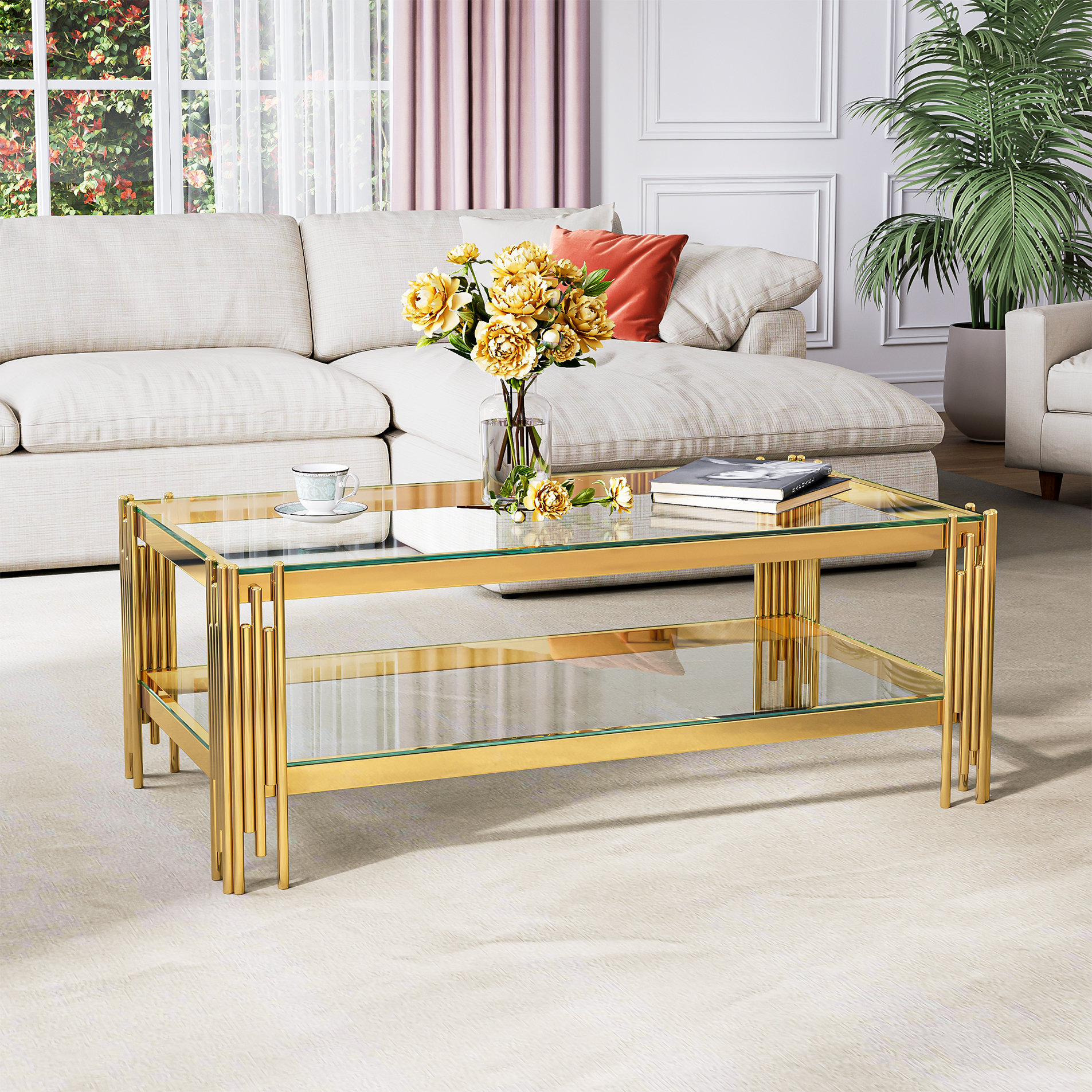 Westco Furniture Glass Top Single Coffee Table & Reviews | Wayfair