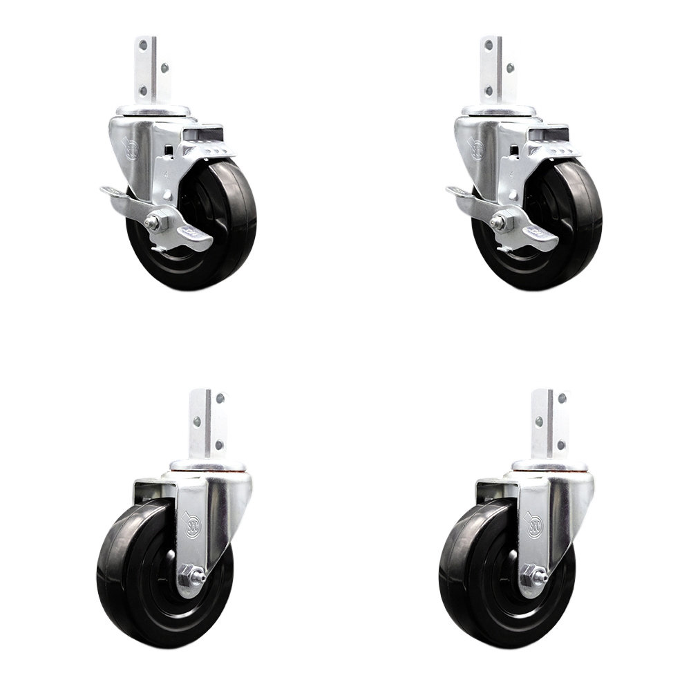 Service Caster 4 Piece Hard Rubber Caster Set | Wayfair