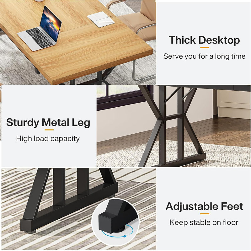 Gracie Oaks Metal Base Computer Desk & Reviews | Wayfair