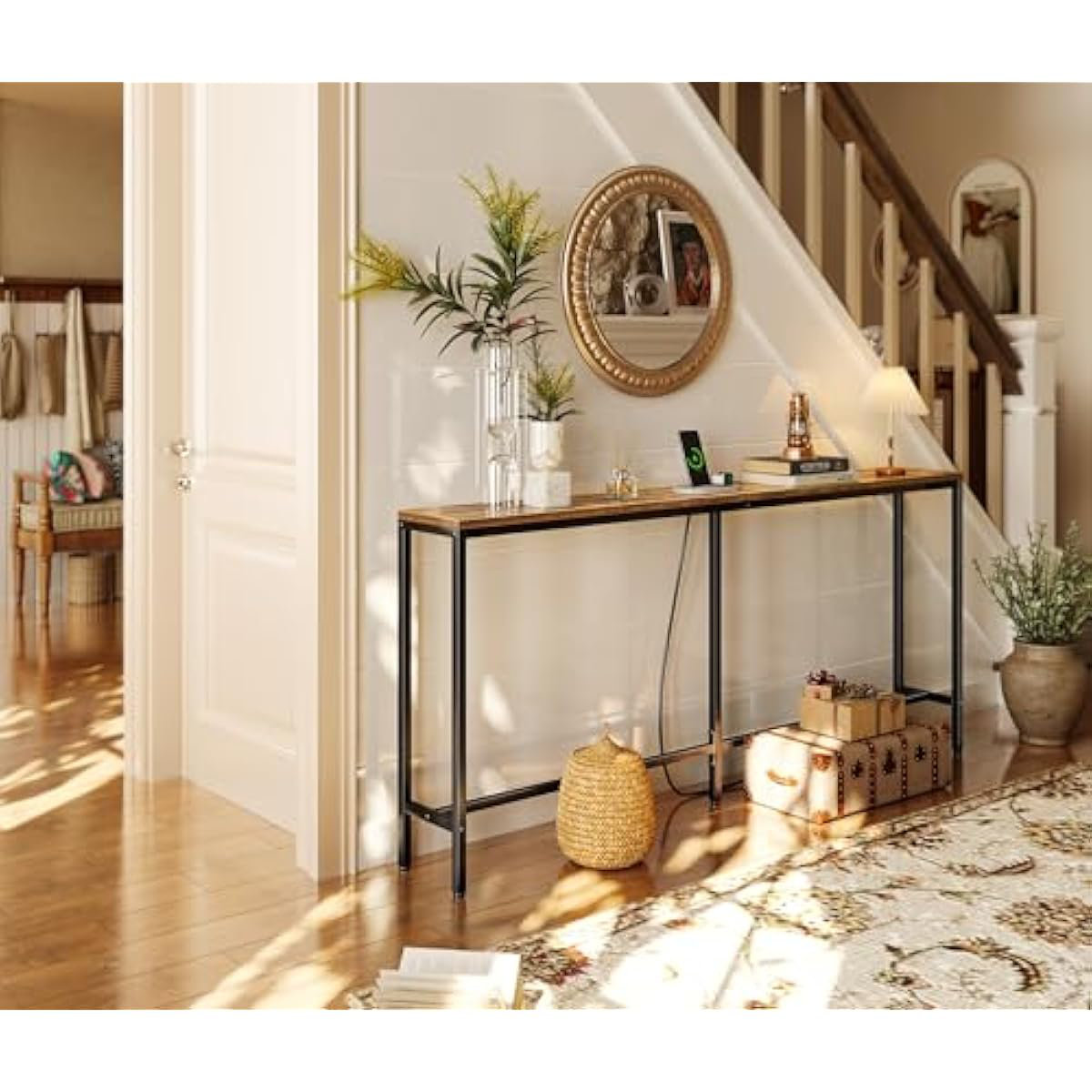 17 Stories 70 Inch Console Table With Outlet, Sofa Table With Charging ...